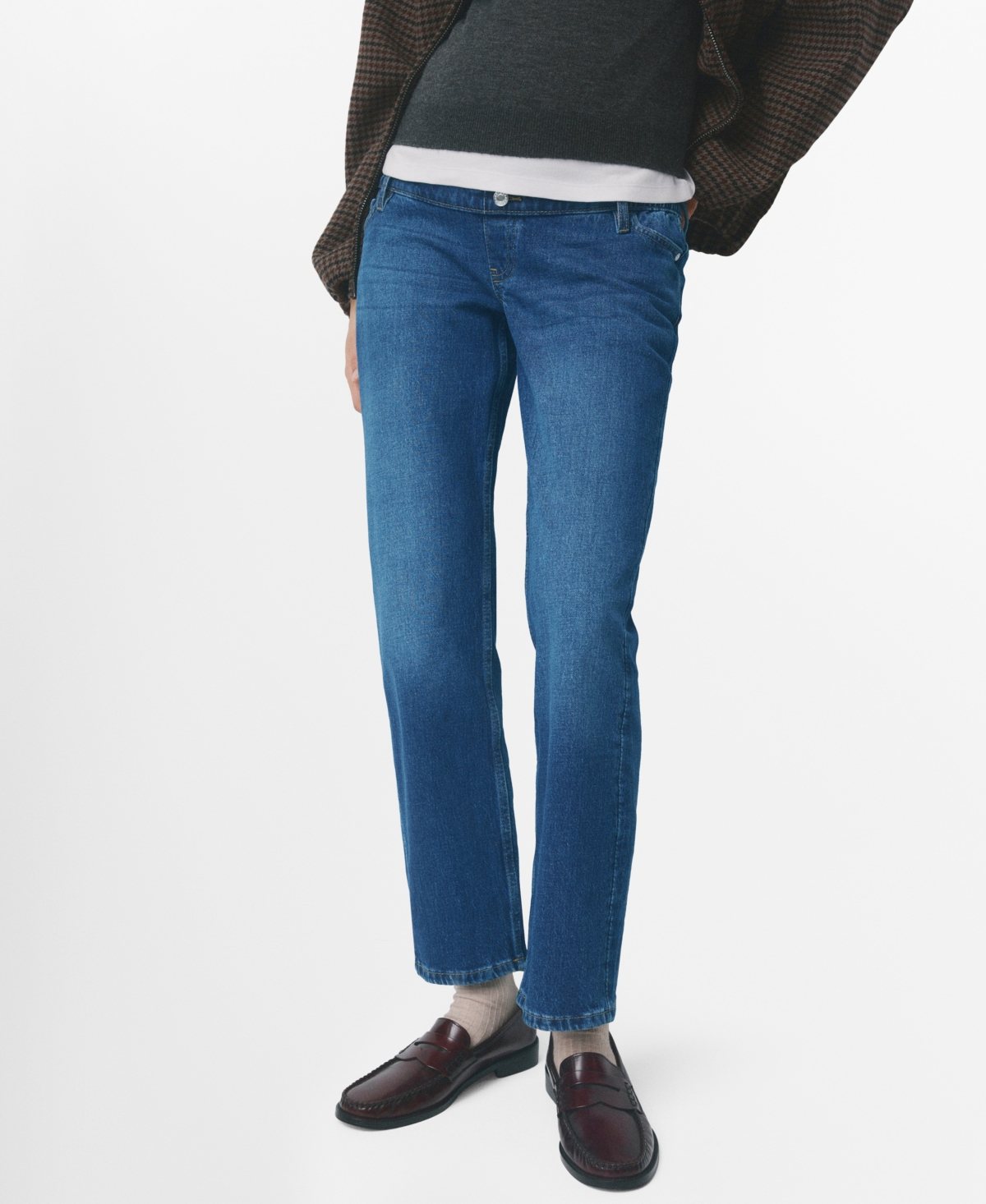 Click here for Mango Womens Maternity Straight Jeans - Dark Blue prices