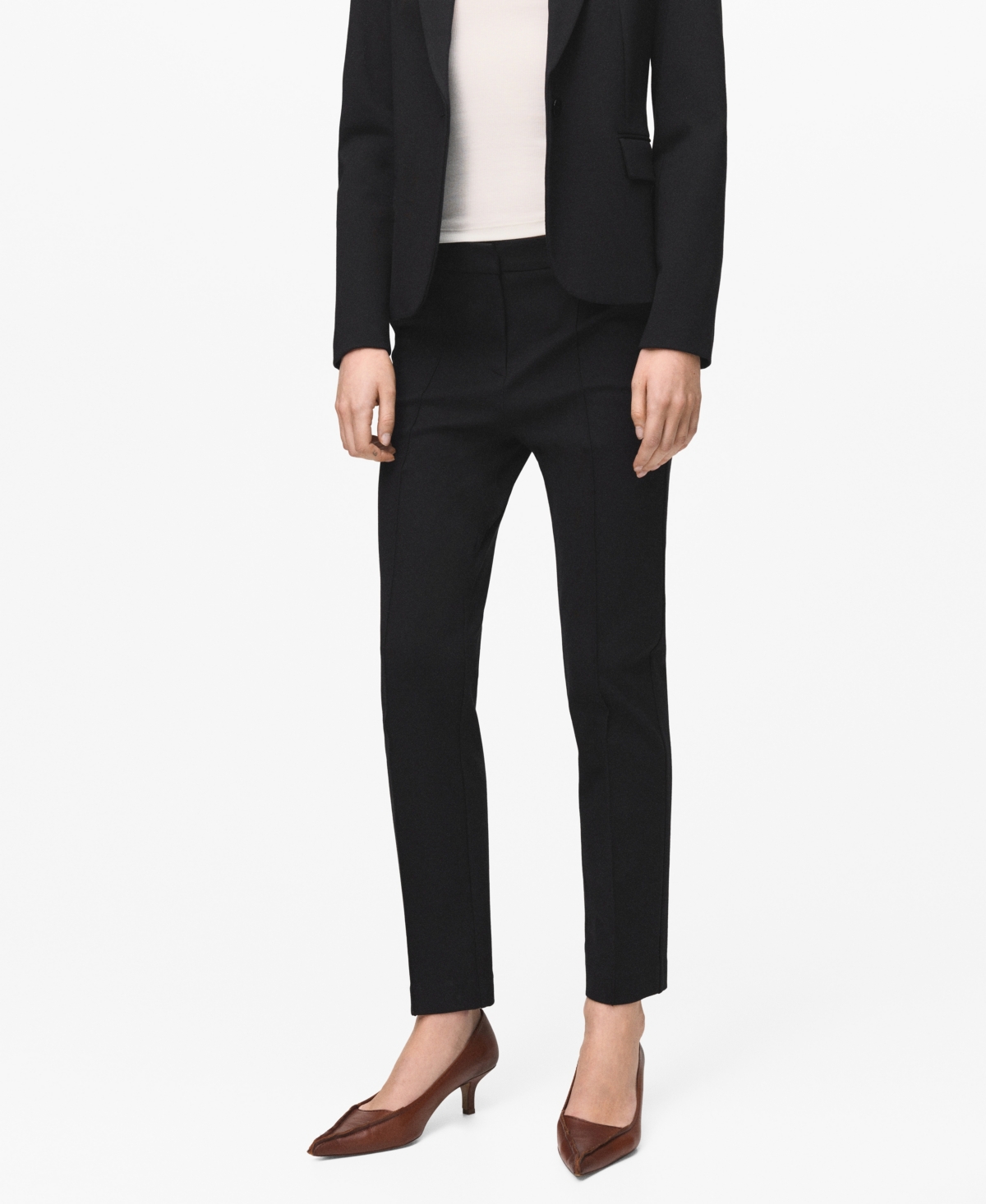 Click here for Mango Womens Mid-Rise Suit Pants - Black prices