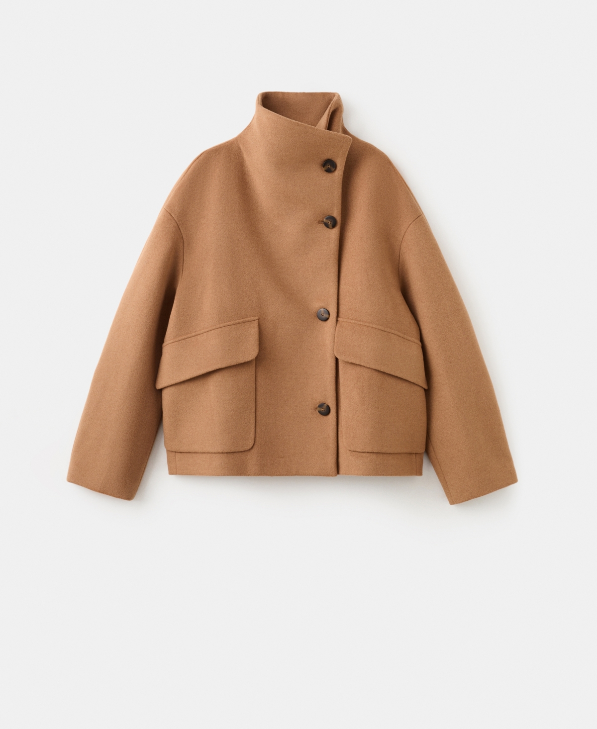 Click here for Mango Womens Wool-Blend Funnel-Neck Coat - Medium... prices