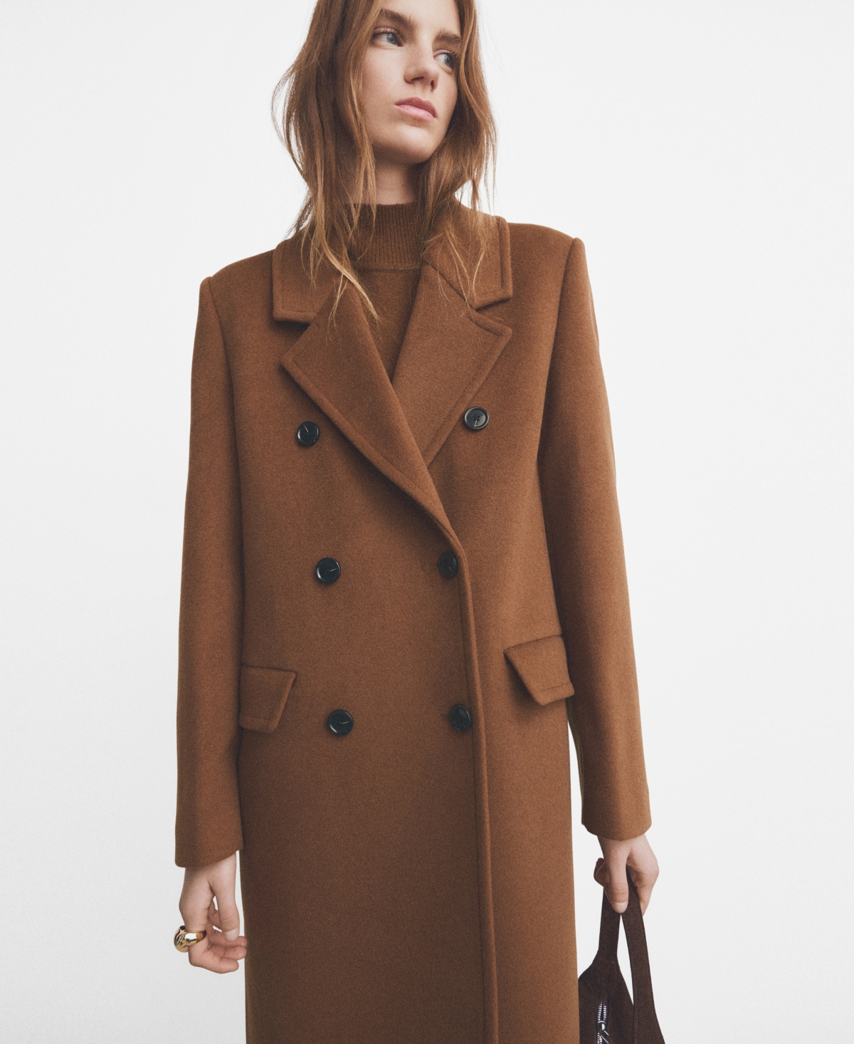 Click here for Mango Womens Double-Breasted Wool Coat - Ochre prices
