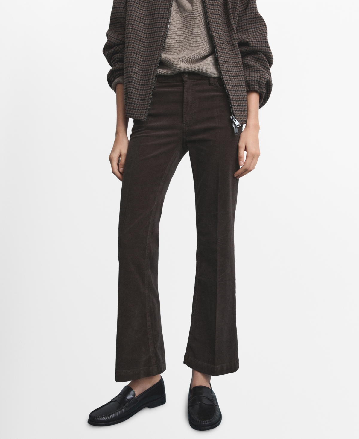Click here for Mango Womens Corduroy Flared Jeans - Chocolate prices