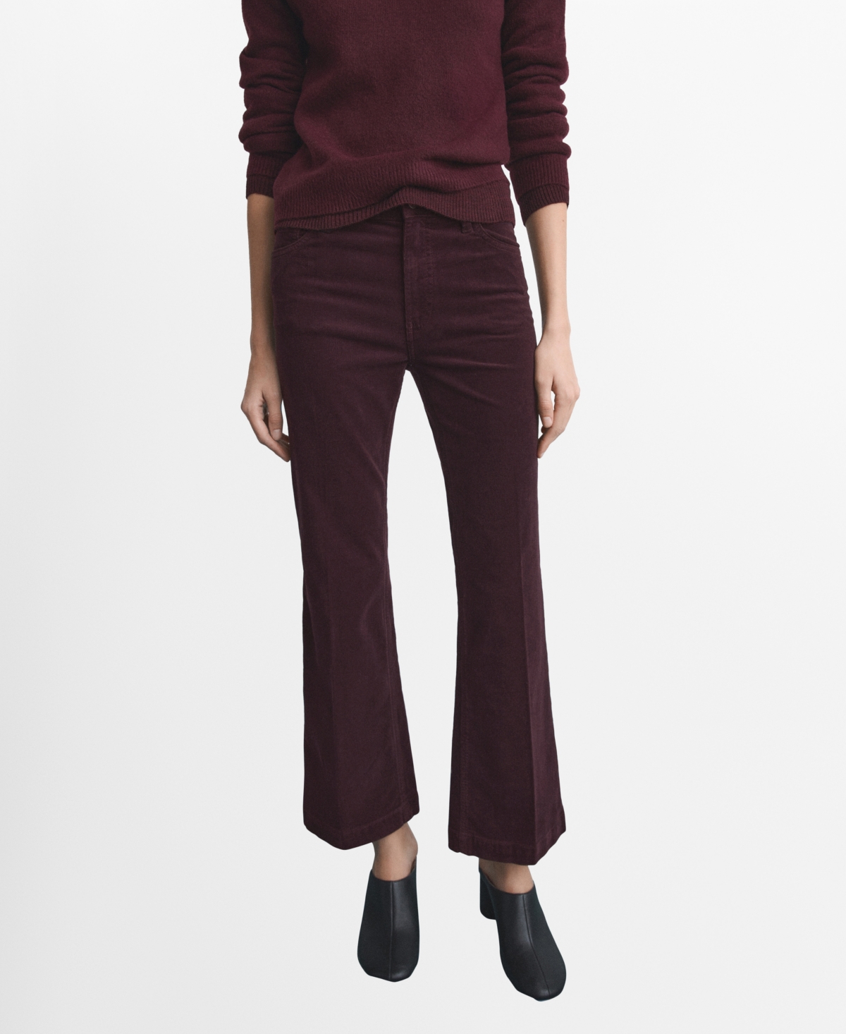 Click here for Mango Womens Corduroy Flared Jeans - Wine prices