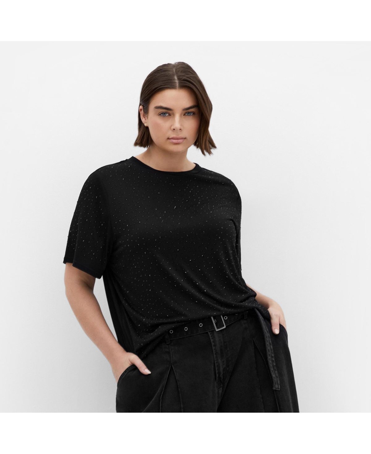 Click here for City Chic Womens Plus Size Blinged Up Tee - Black prices