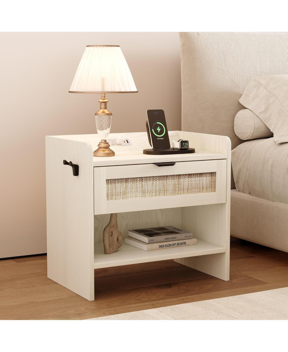 Click here for gaomon 1PC Rattan Nightstand  1-Drawer Bedside Tab... prices