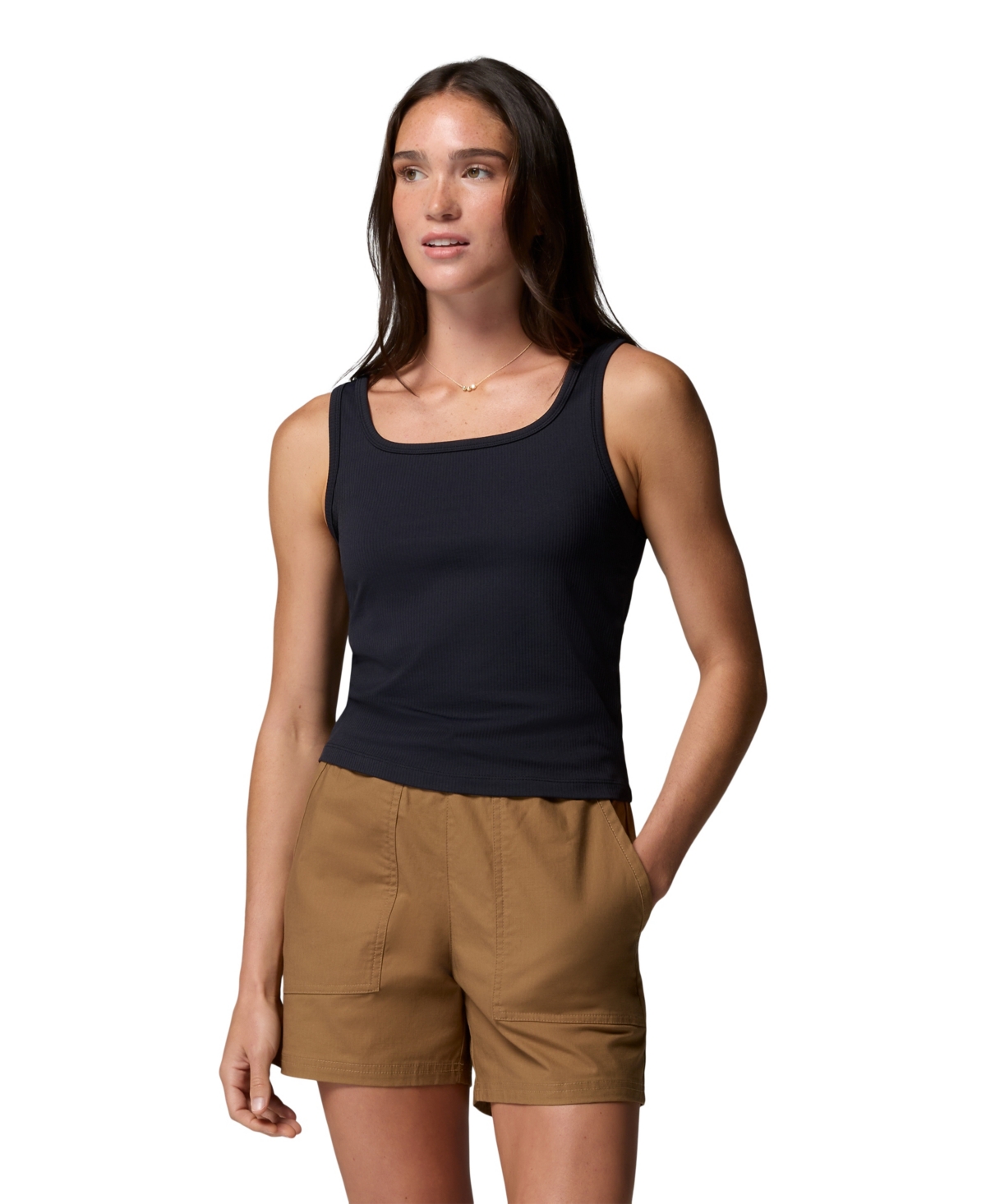 Click here for Columbia Womens Pinetown Canyon Rib Tank Top - Bla... prices