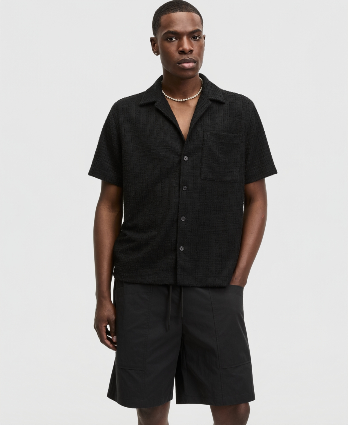 Click here for Mode of One Mens Relaxed-Fit Boucle Short-Sleeve C... prices