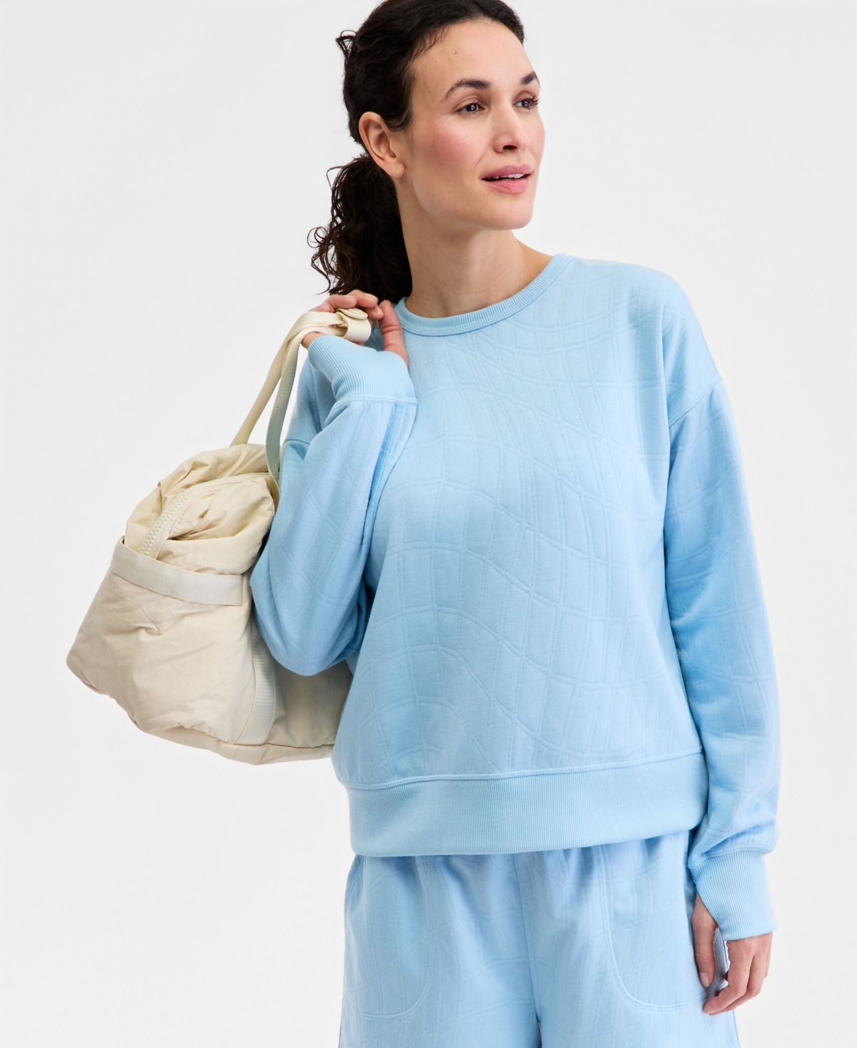 Id Ideology Womens Quilted Reversible Crewneck Sweatshirt  Macys Exclusive - Summer Son