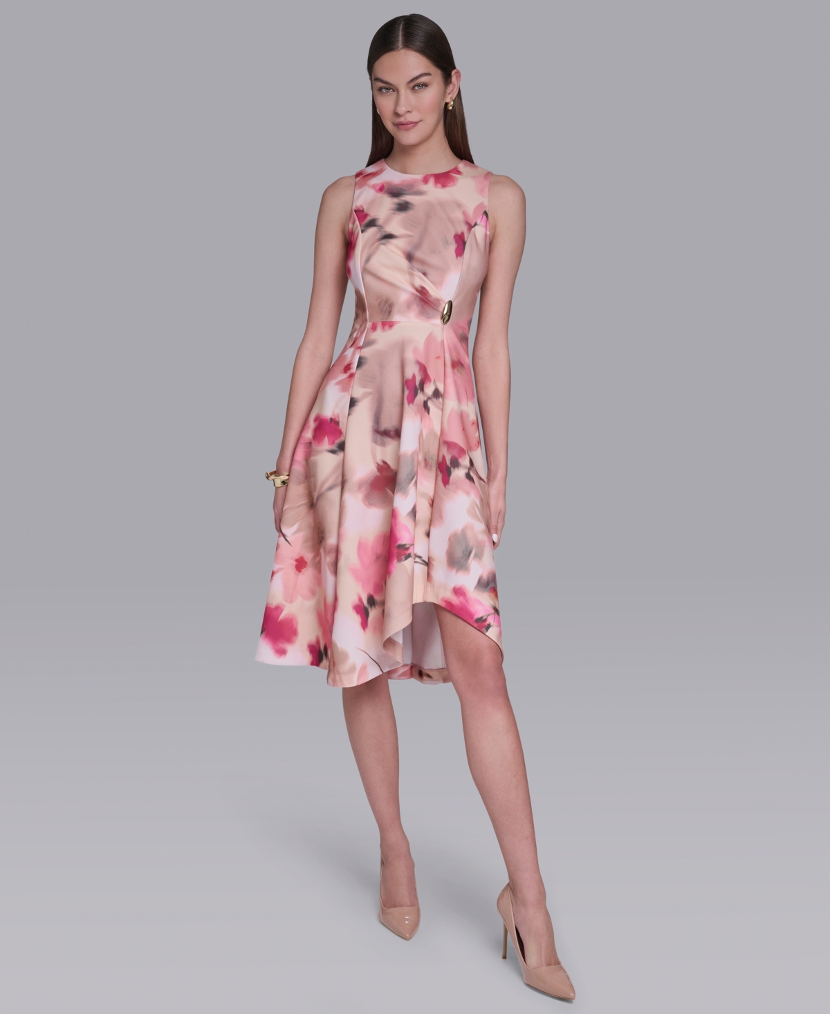 Click here for Halston Womens Sleeveless Crew Neck Asymmetrical D... prices