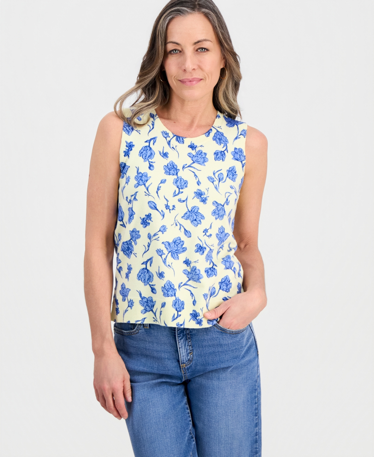 Click here for Style & Co Petite Poetic Floral Feminine Tank Swea... prices