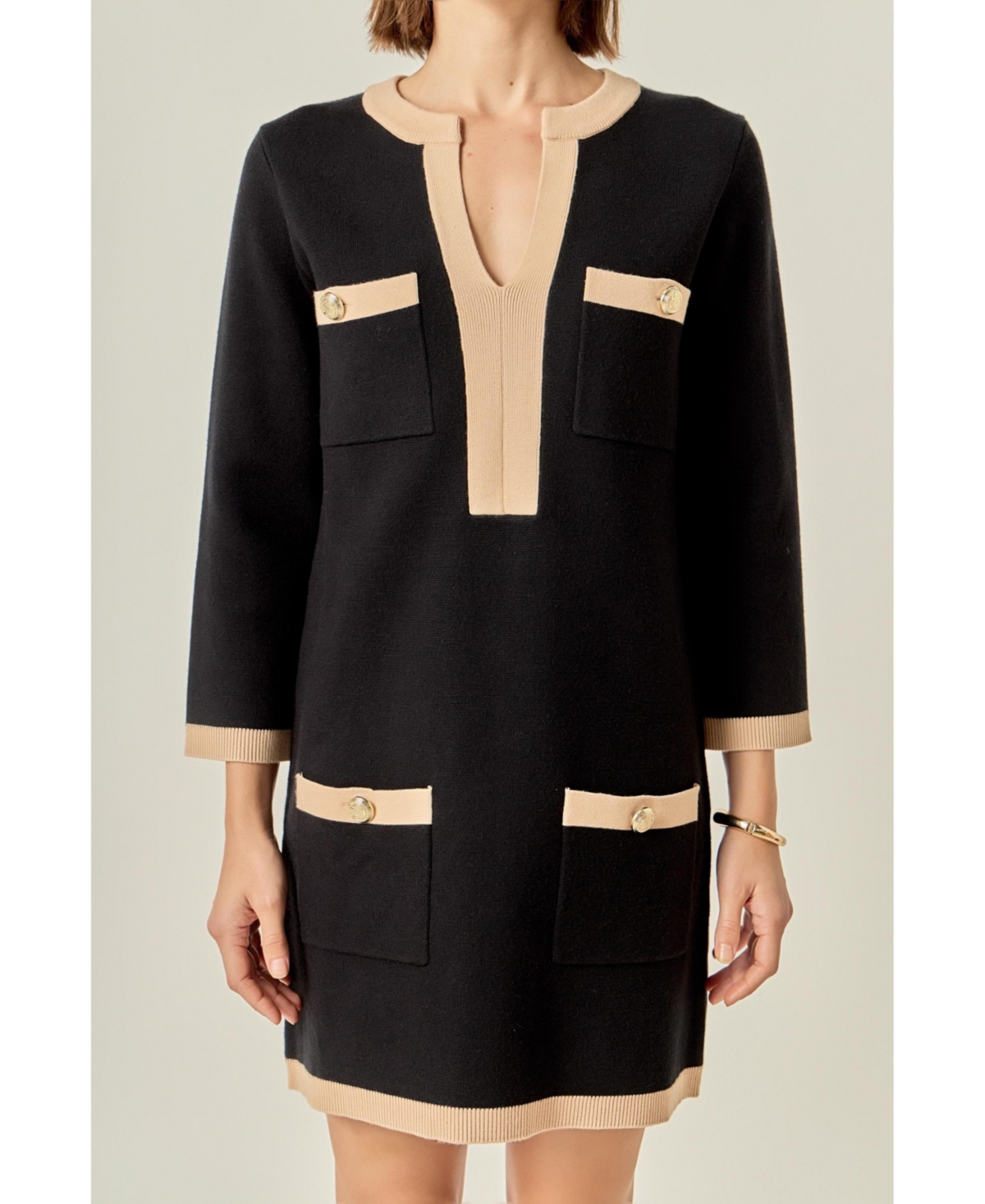 Click here for English Factory Womens White and Black Mini Knit D... prices