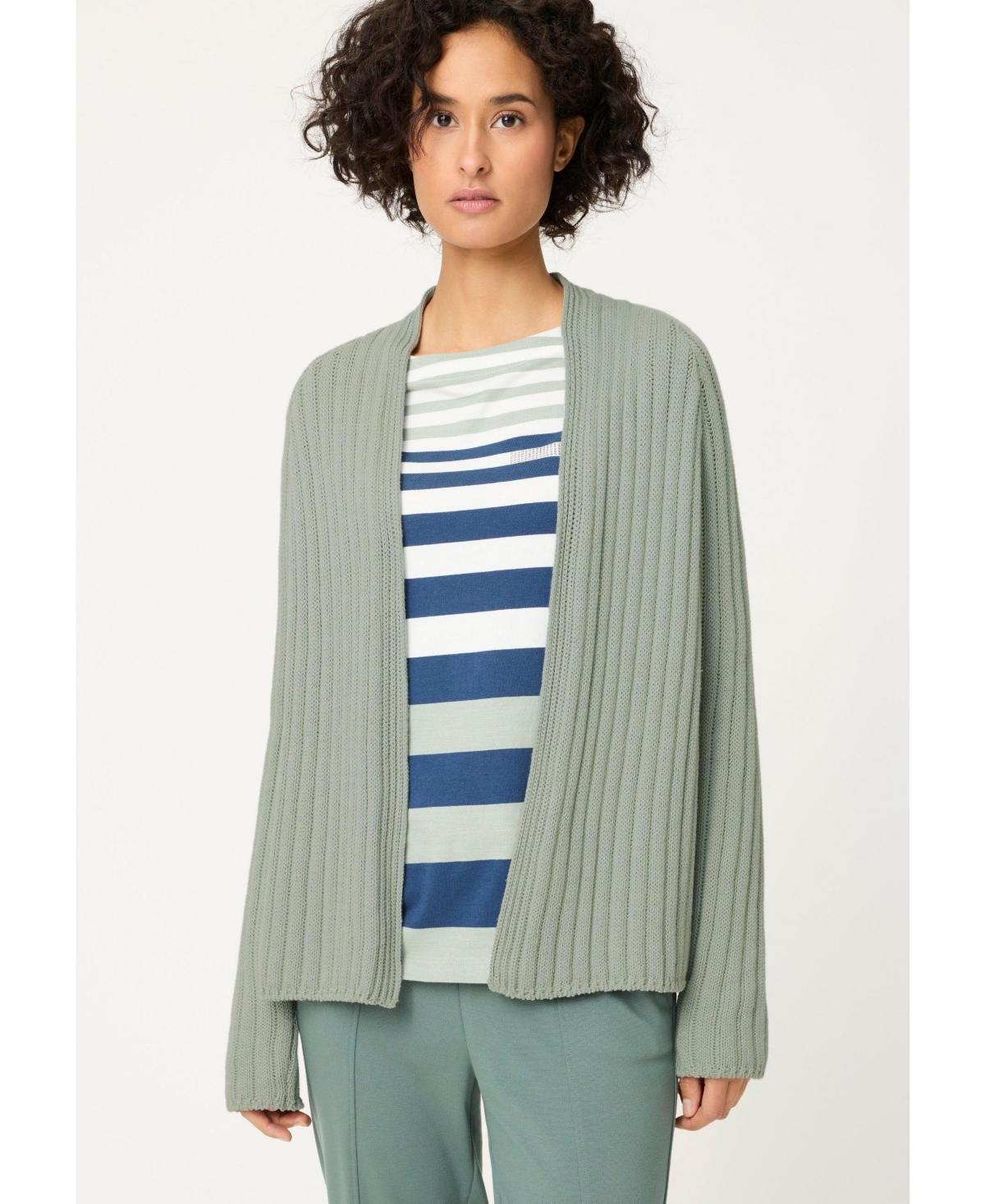 Click here for Olsen Womens Rib Knit Open Front Cardigan - Salvia... prices