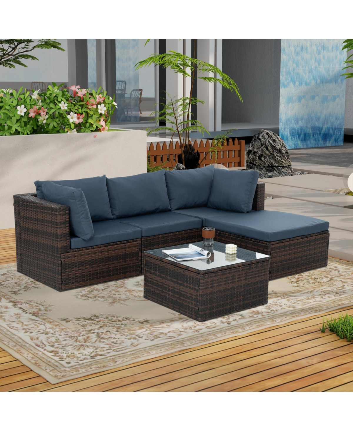 Click here for Flynama 5 Piece Pe Wicker Patio Furniture Set 2 Co... prices