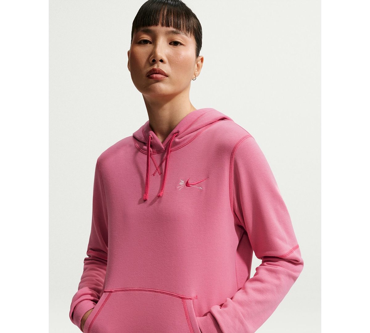 Click here for Nike Womens Brushed Fleece Pull-On Hoodie - Peony/... prices