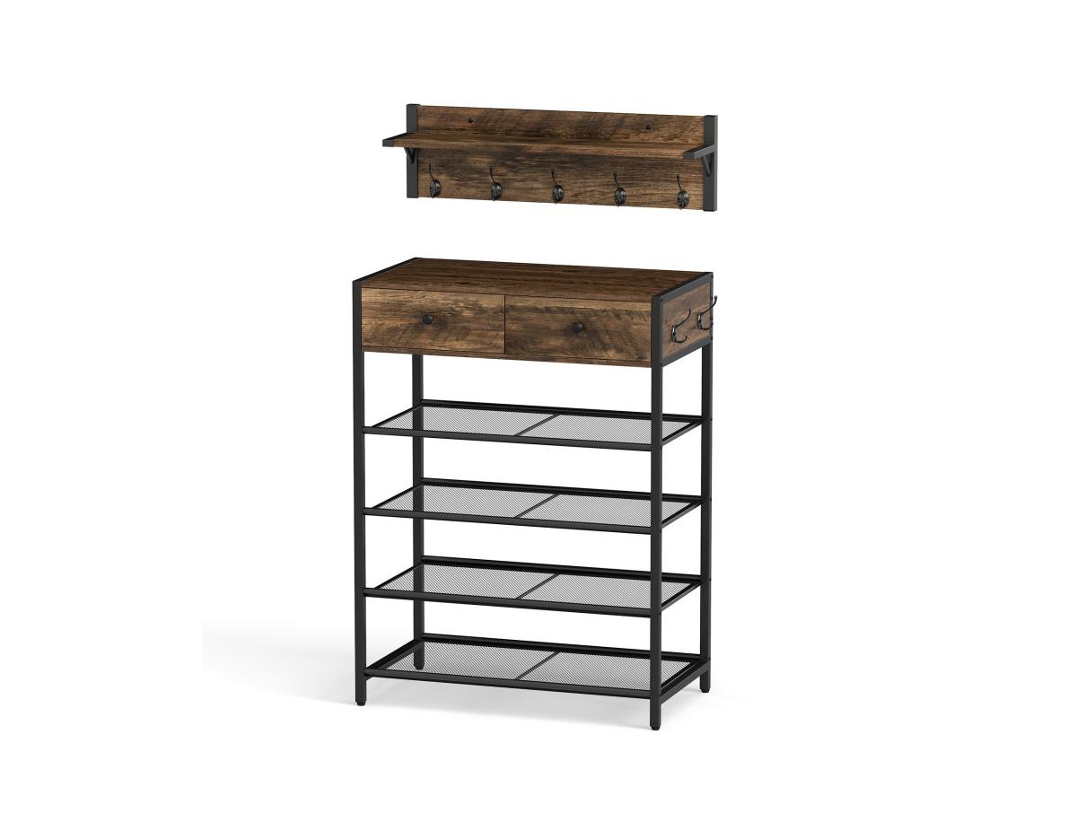 Click here for Slickblue Wall-Mounted Coat Hanger with 5-Tier Sho... prices