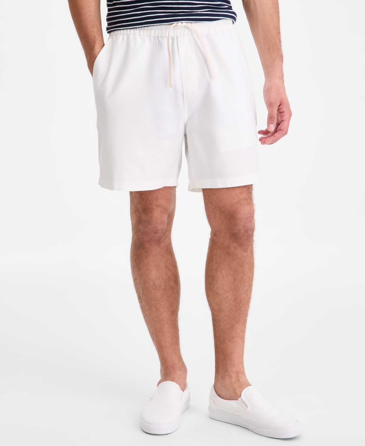 Click here for Sun + Stone Mens Linen Blend 6 Pull-On Shorts  Mac... prices
