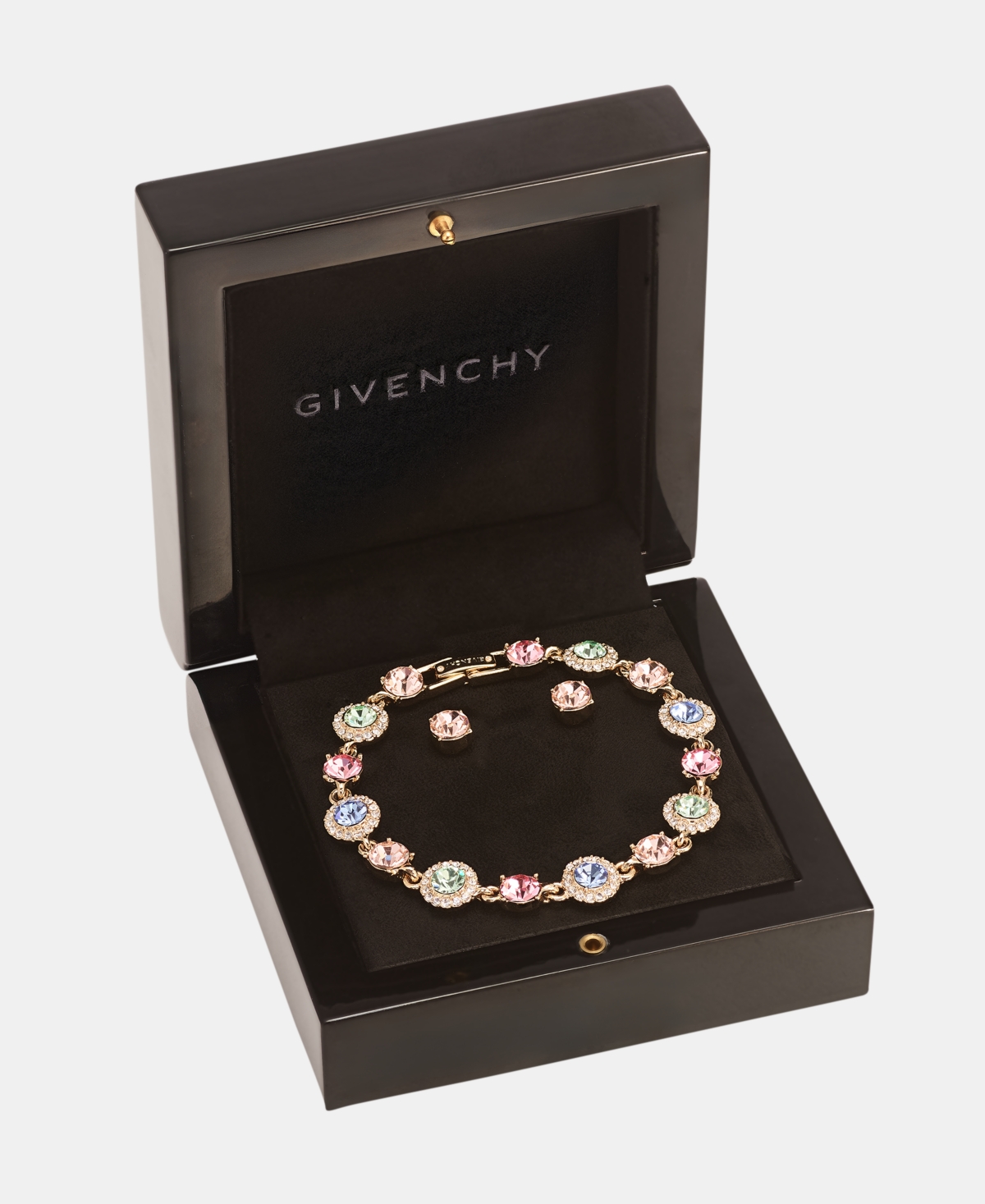 Click here for Givenchy Gold-Tone Boxed Blue Pave Halo Bracelet A... prices