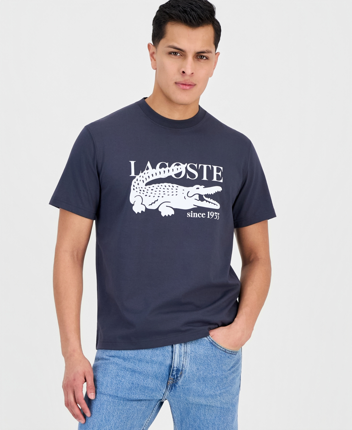 Click here for Lacoste Mens Classic-Fit Logo Crocodile Graphic T-... prices
