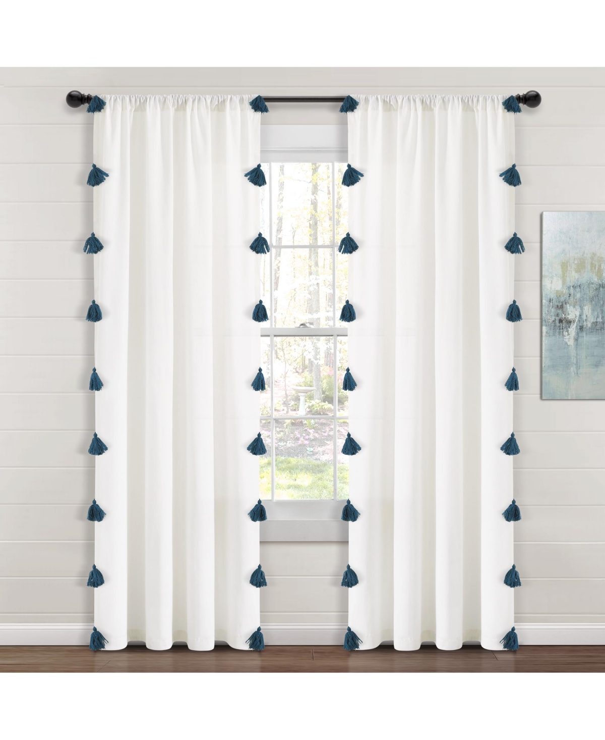 Click here for Lush Decor Boho Faux Linen Texture Tassel Window C... prices