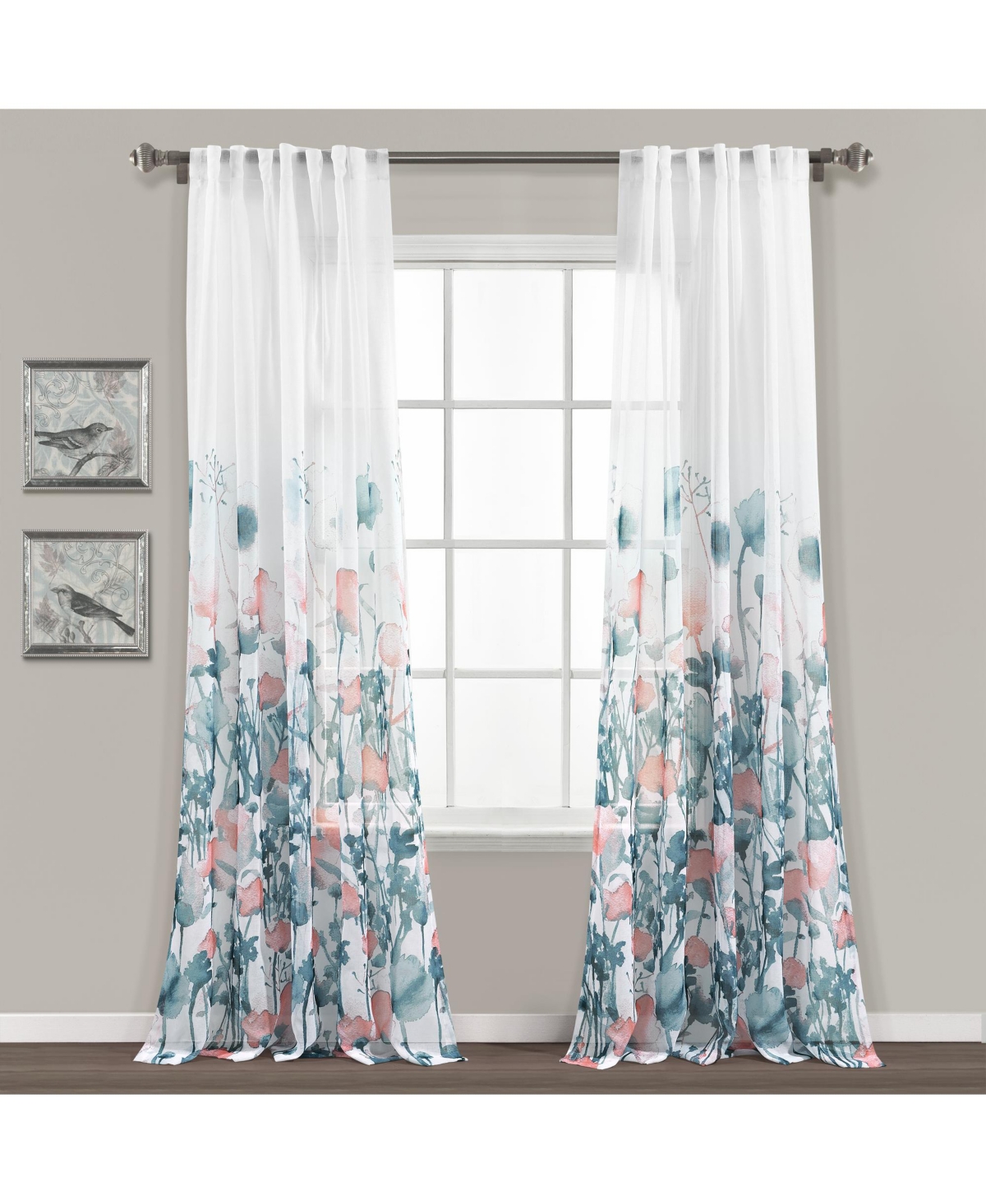 Click here for Lush Decor Zuri Flora Sheer Window Curtain Panels... prices