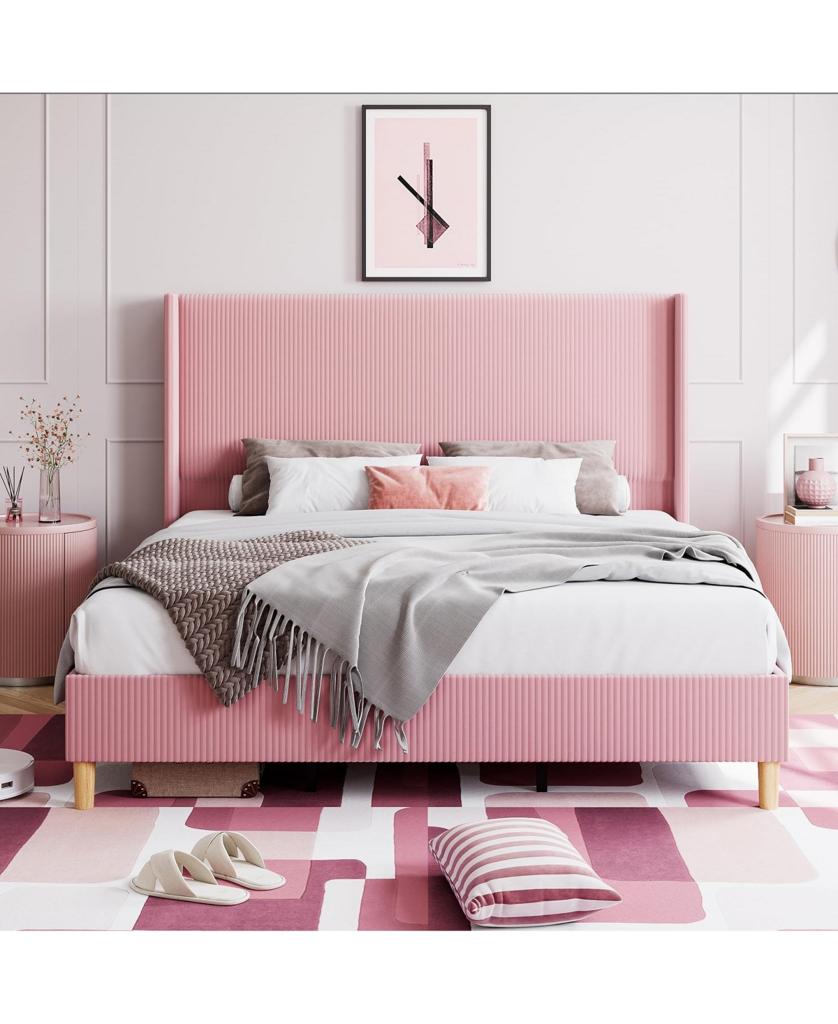 Click here for gaomon Full Upholstered Corduroy Platform Bed Fram... prices