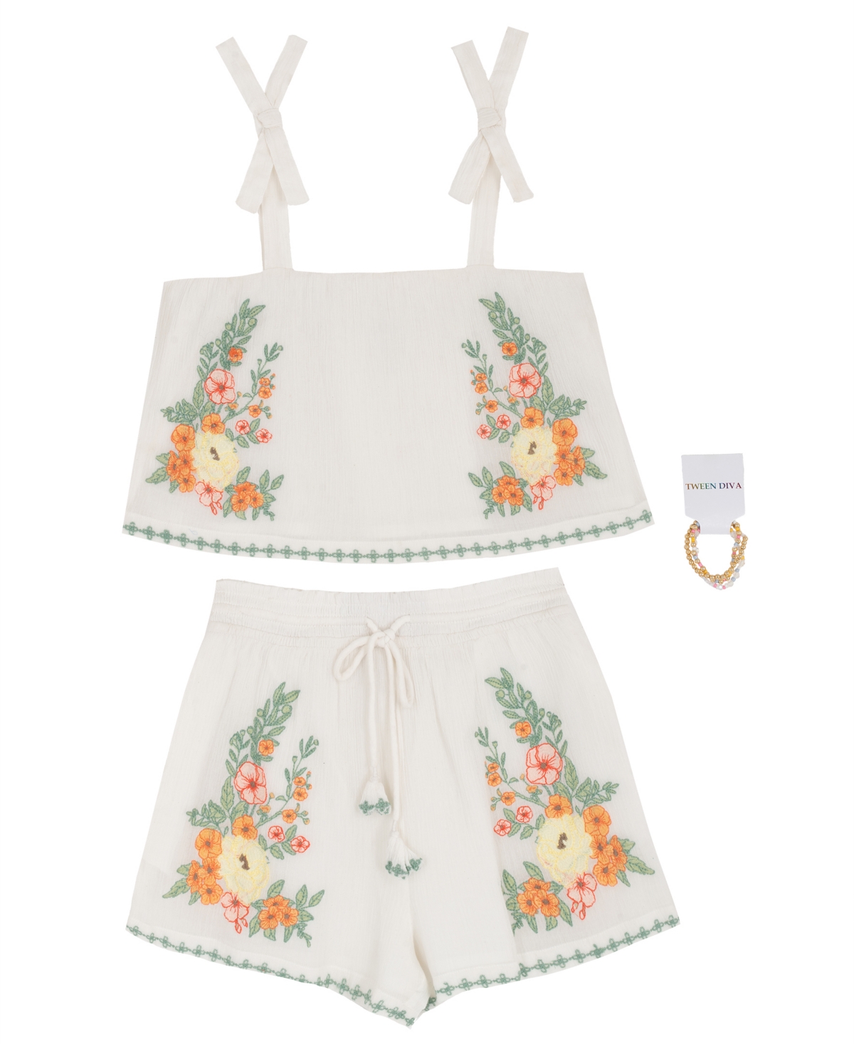 Click here for Rare Editions Girls 7-16 Floral Embroidered Top an... prices