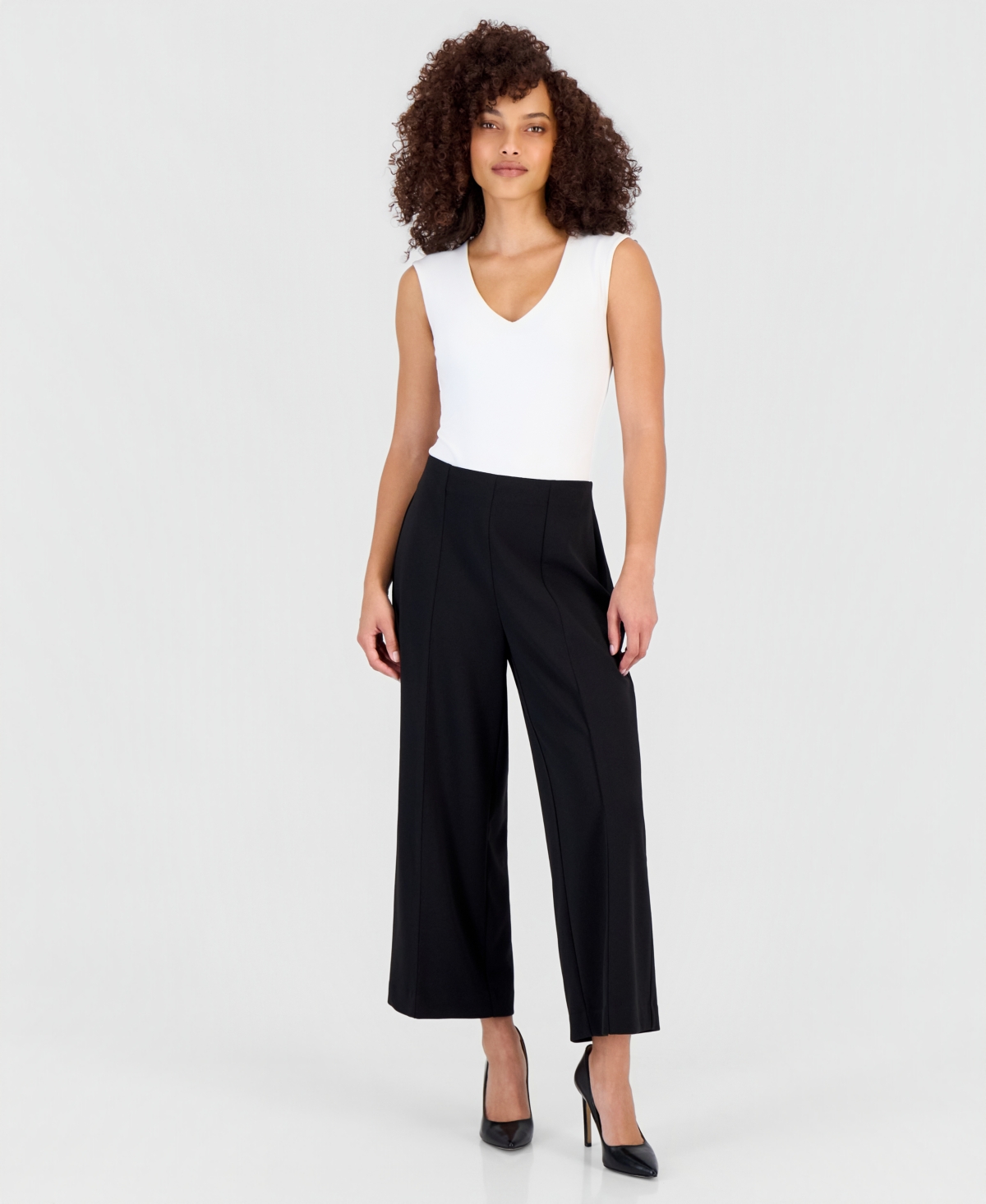 Click here for Anne Klein Essentials Petite Seamed Cropped Pull-O... prices