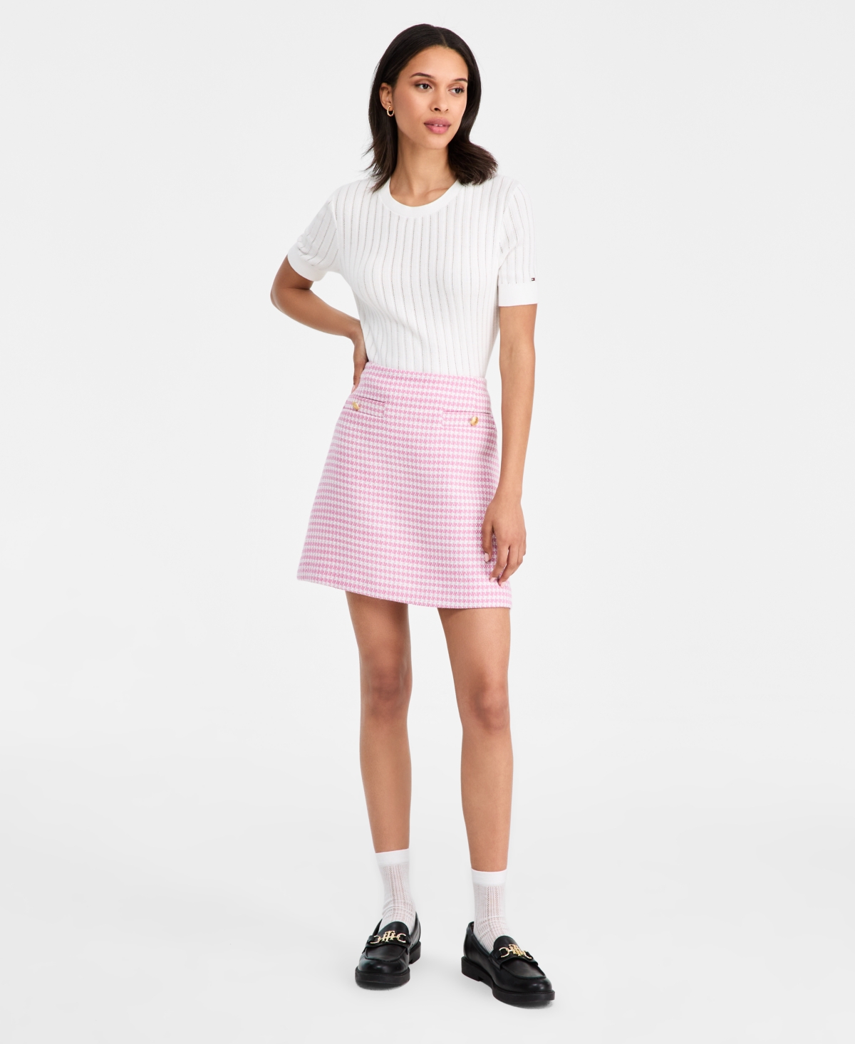 Click here for Tommy Hilfiger Womens Tweed Short Skirt - Light Pi... prices