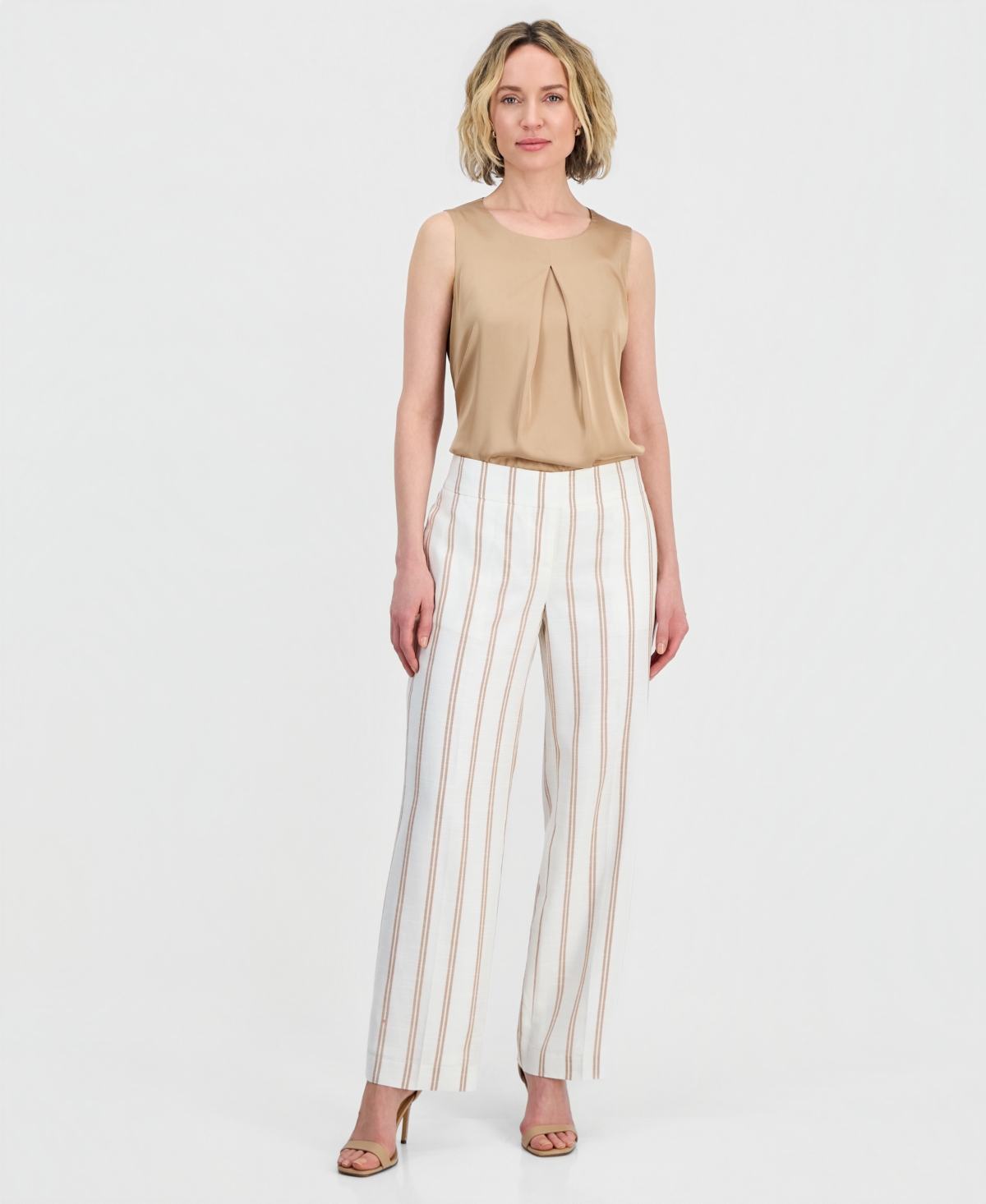 Click here for Kasper Petite Striped Wide-Leg Mid-Rise Pants - Va... prices