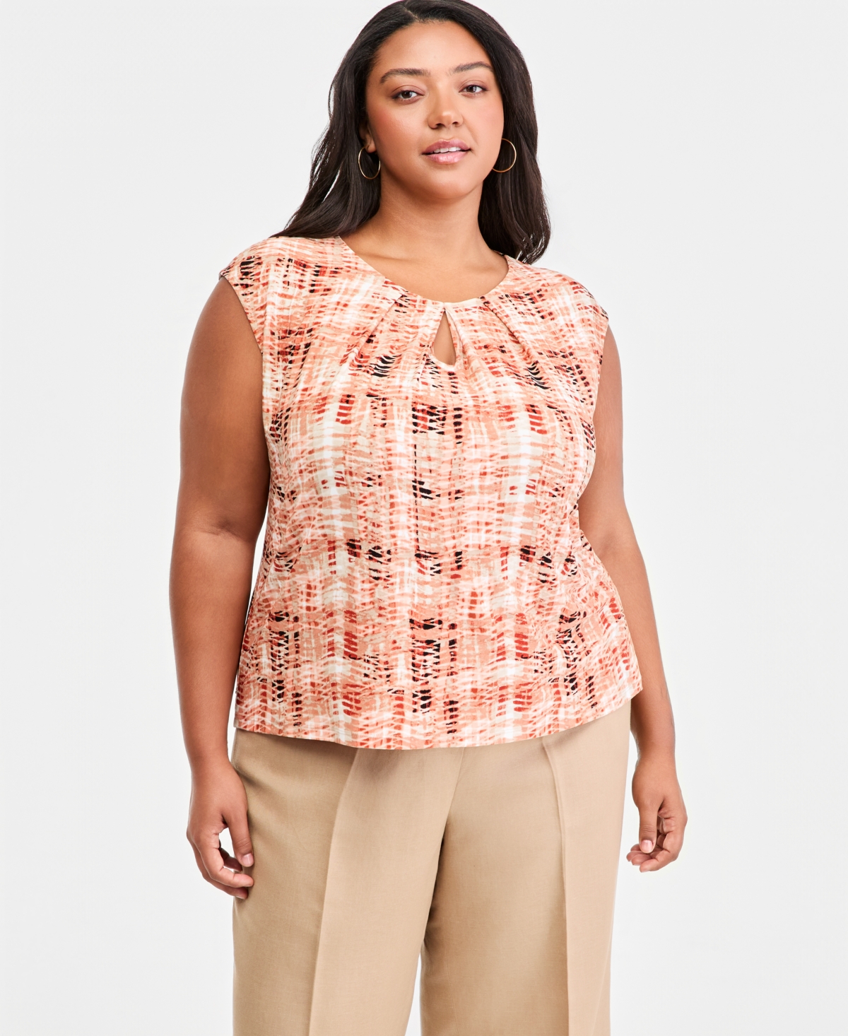 Click here for Kasper Plus Size Cap-Sleeve Keyhole Blouse - Manda... prices