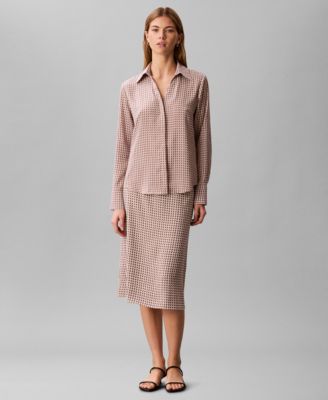Click here for Calvin Klein Womens Printed Button Down Shirt Wome... prices