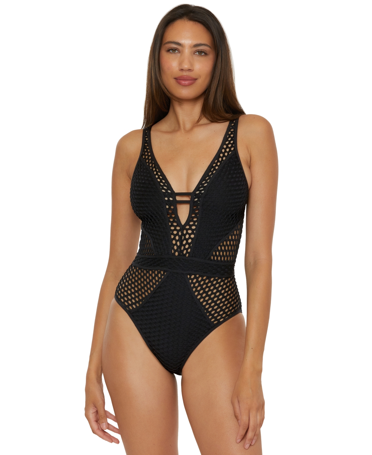 Click here for Becca Womens Castaway Fishnet One-Piece Swimsuit -... prices