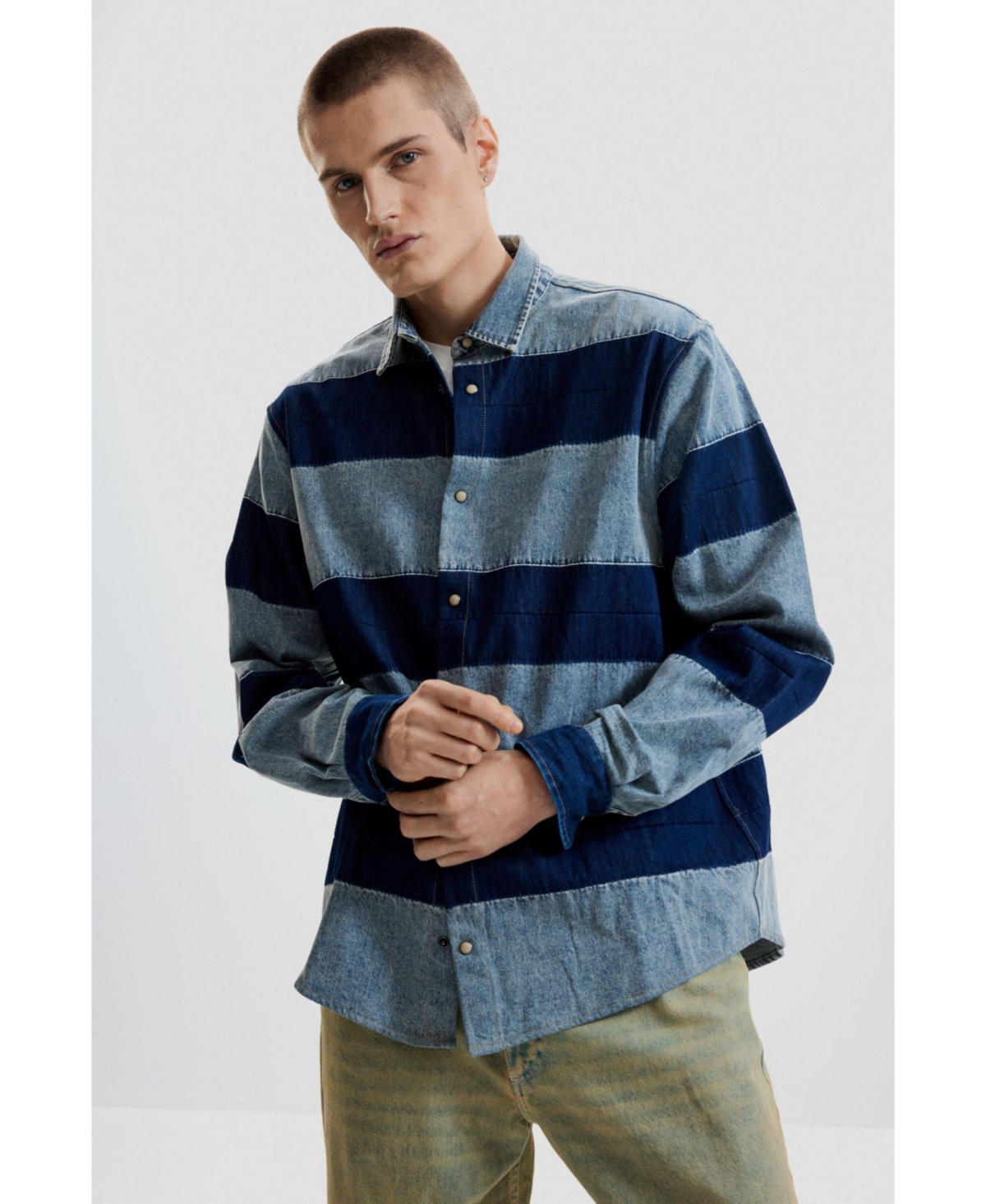 Click here for Desigual Mens Striped denim shirt - Blue prices