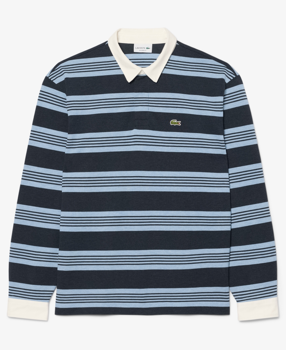 Click here for Lacoste Mens Relaxed-Fit Striped Piqu Rugby Polo S... prices