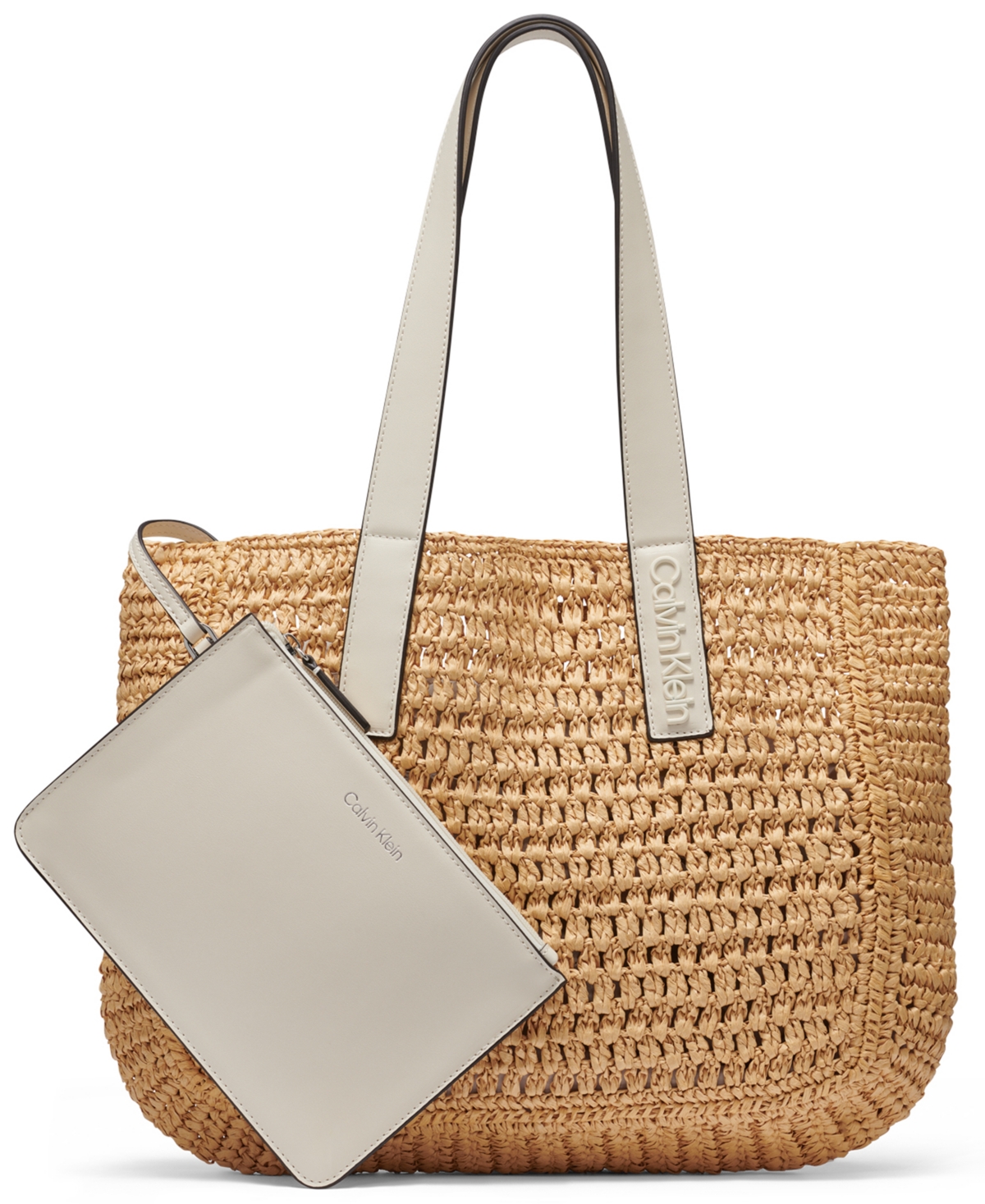 Click here for Calvin Klein Joan Extra-Large Raffia Tote Bag - Na... prices