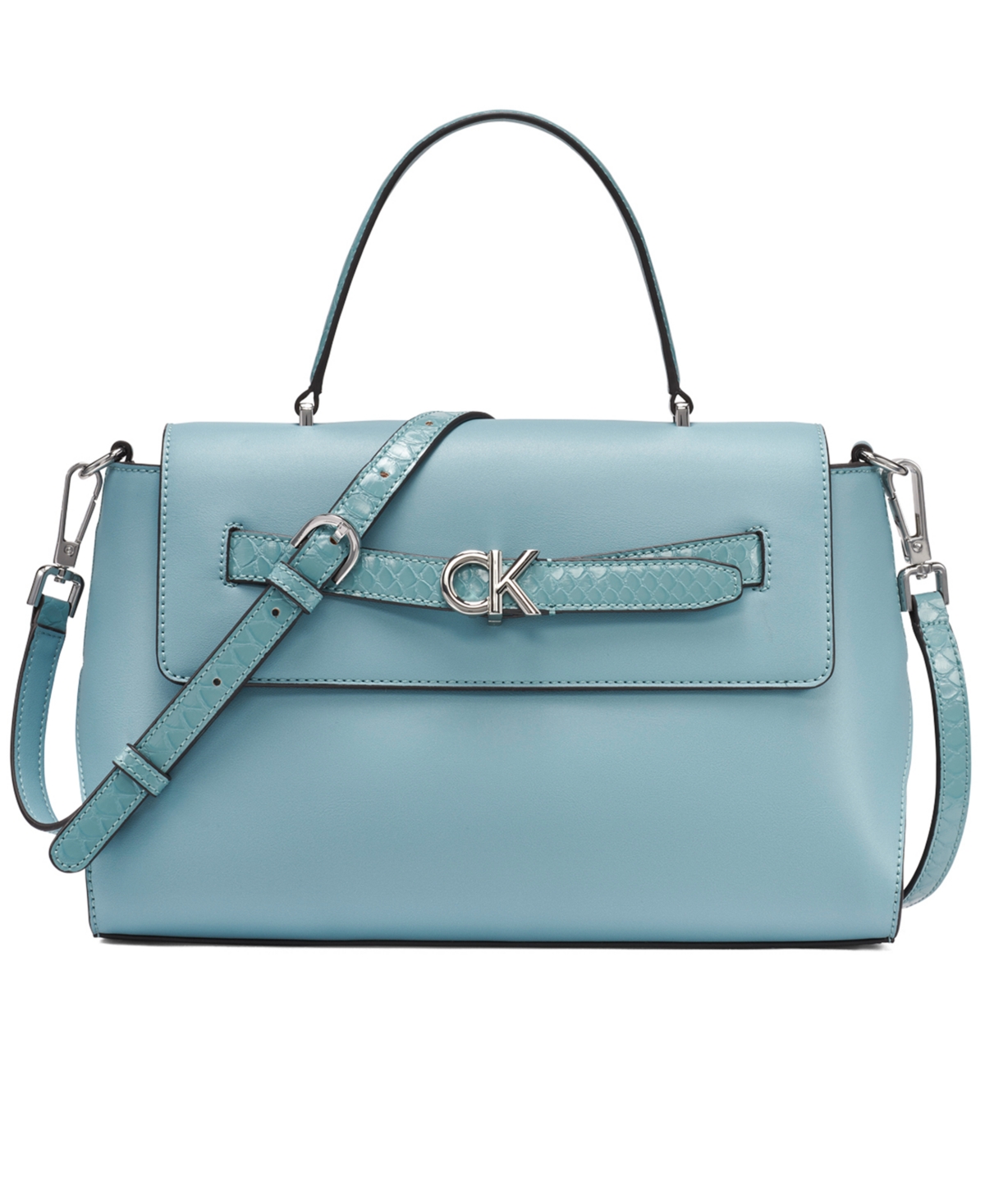 Click here for Calvin Klein Annalise Small Satchel Bag - Steel Te... prices