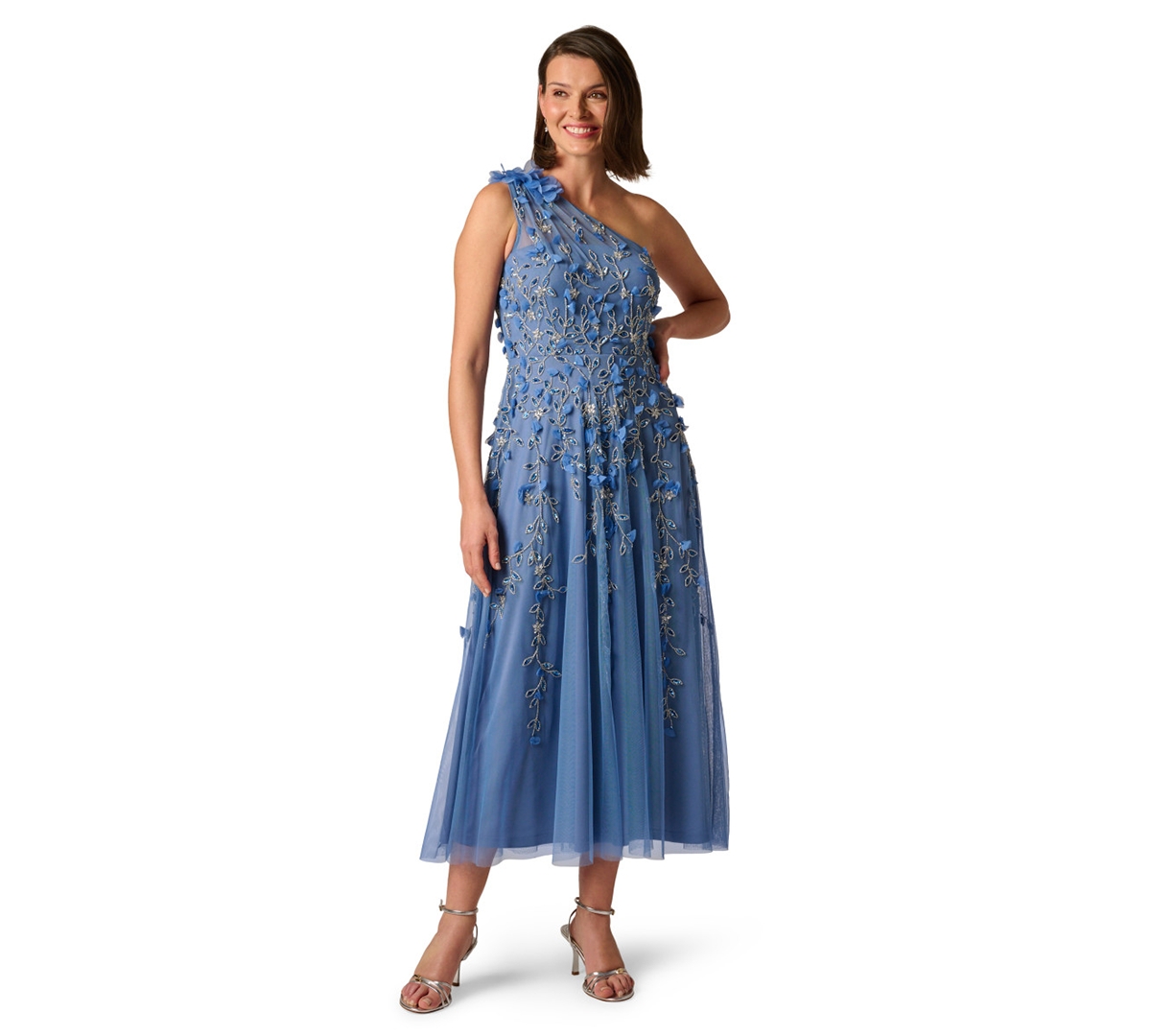 Click here for Adrianna Papell Petite One Shoulder Bead Dress - F... prices