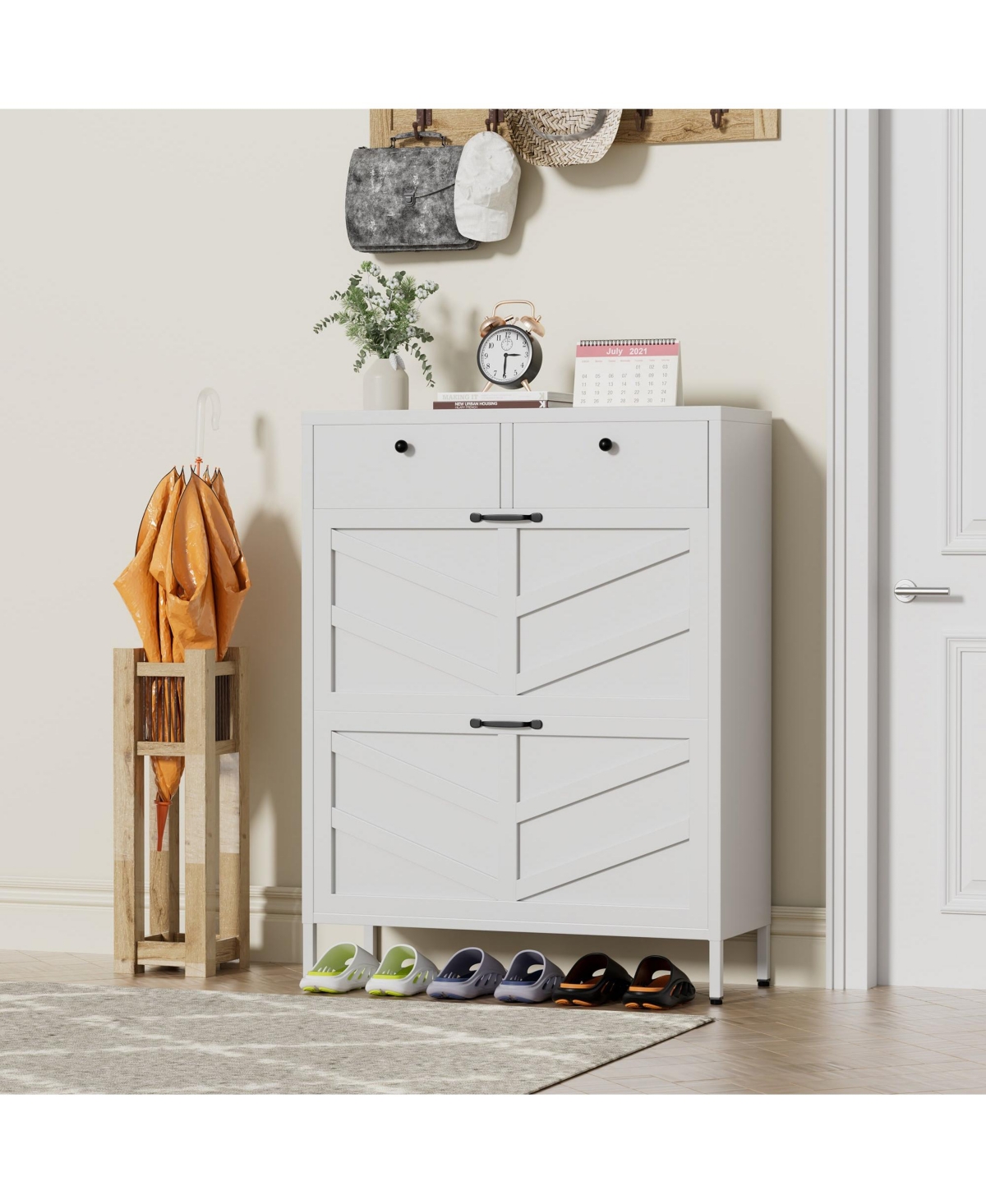 Click here for Clihome Slim Metal Shoe Cabinet with 2 Flip Drawer... prices