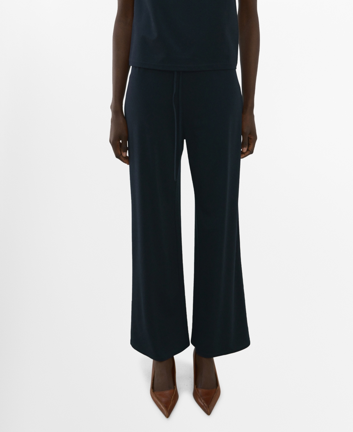 Click here for Mango Womens Elastic Waist Straight-Fit Pants - Na... prices