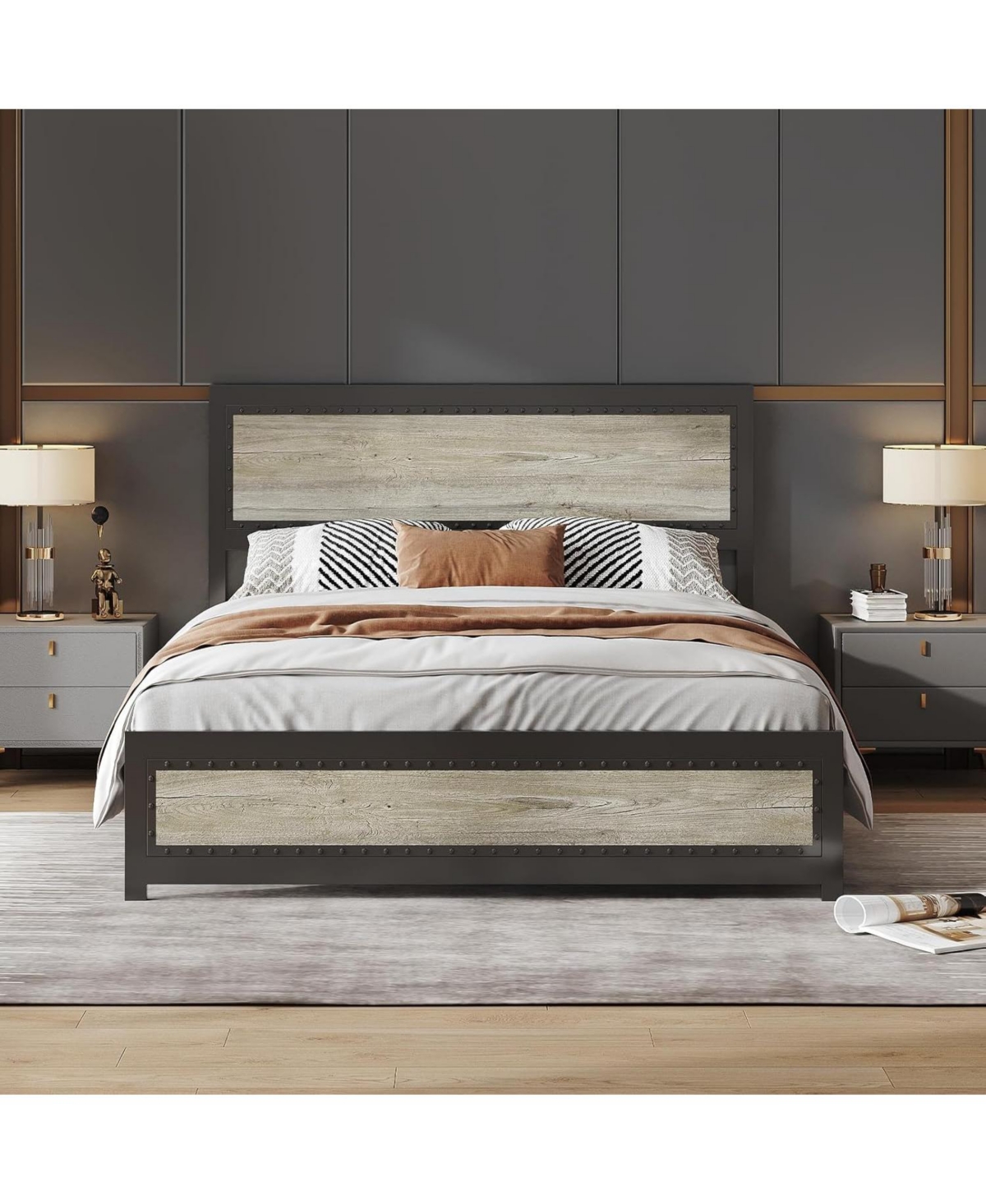 Click here for gaomon Bed Frame with Headboard and Charging Stati... prices