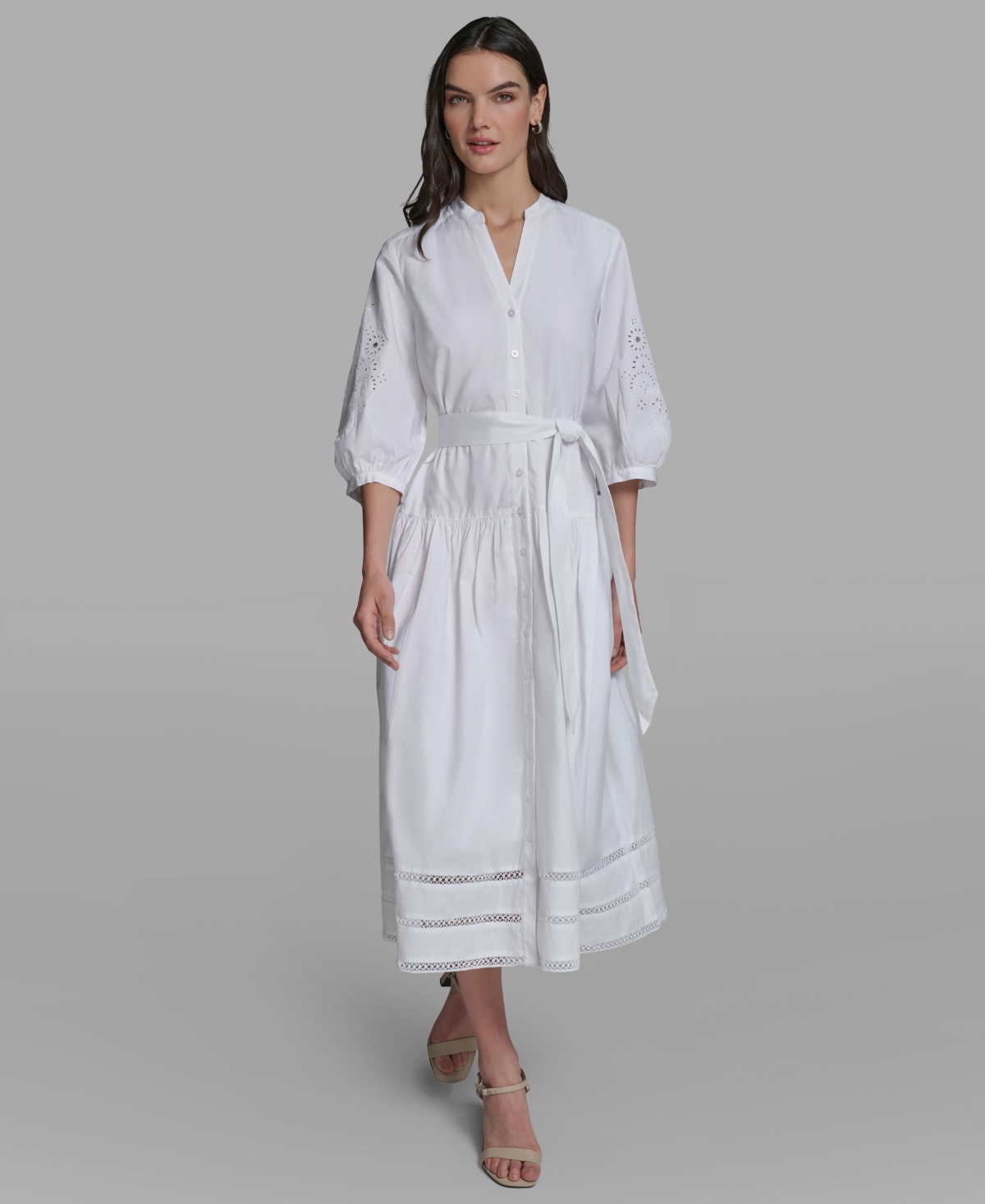 Click here for Karl Lagerfeld Paris Womens Poplin Eyelet Button F... prices