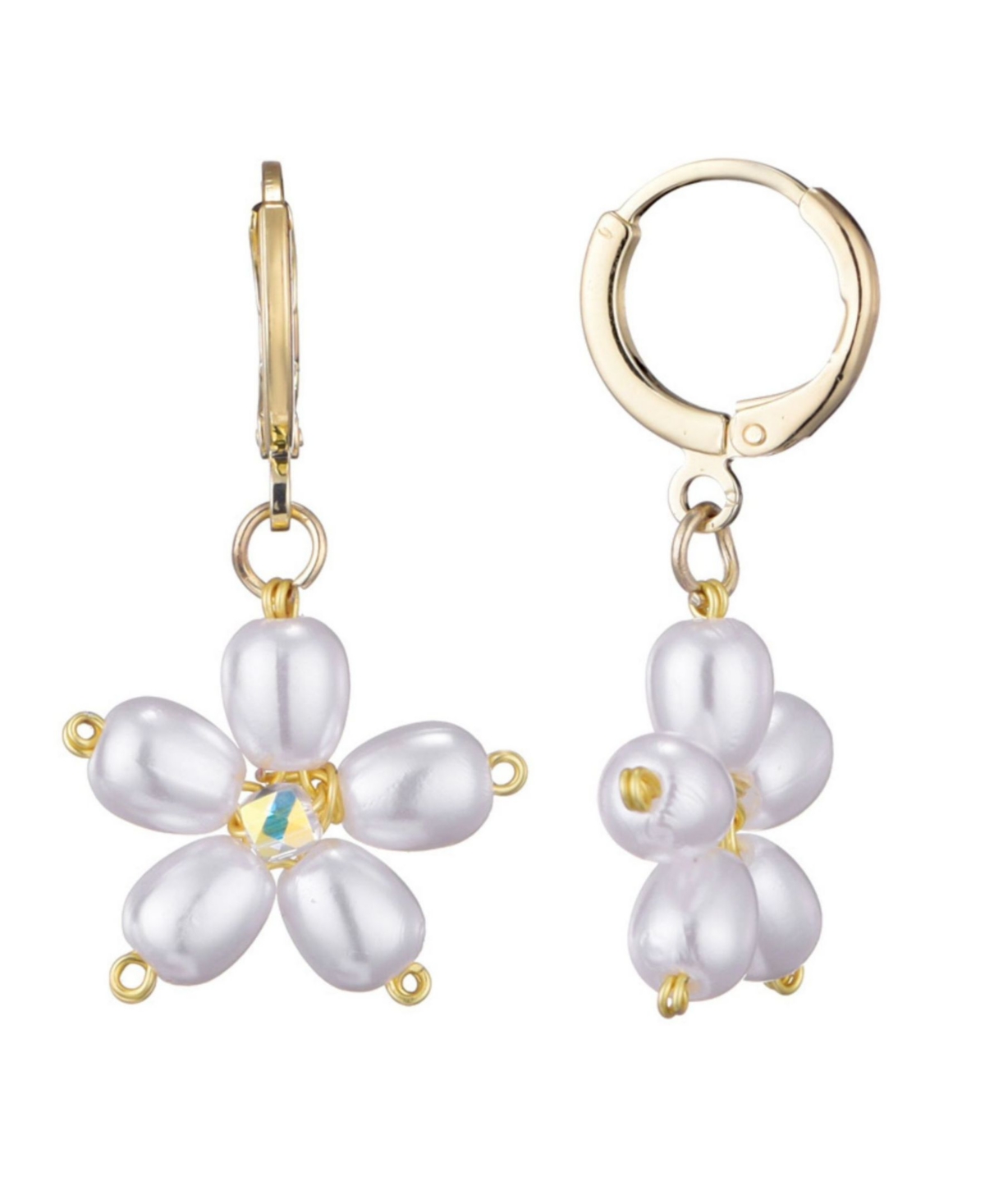 Click here for Adornia Gold Pearl Flower Huggie Earrings - White prices