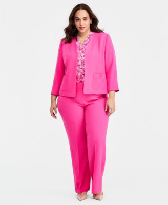 Click here for Kasper Plus Size Patch Pocket Jacket Printed Pleat... prices