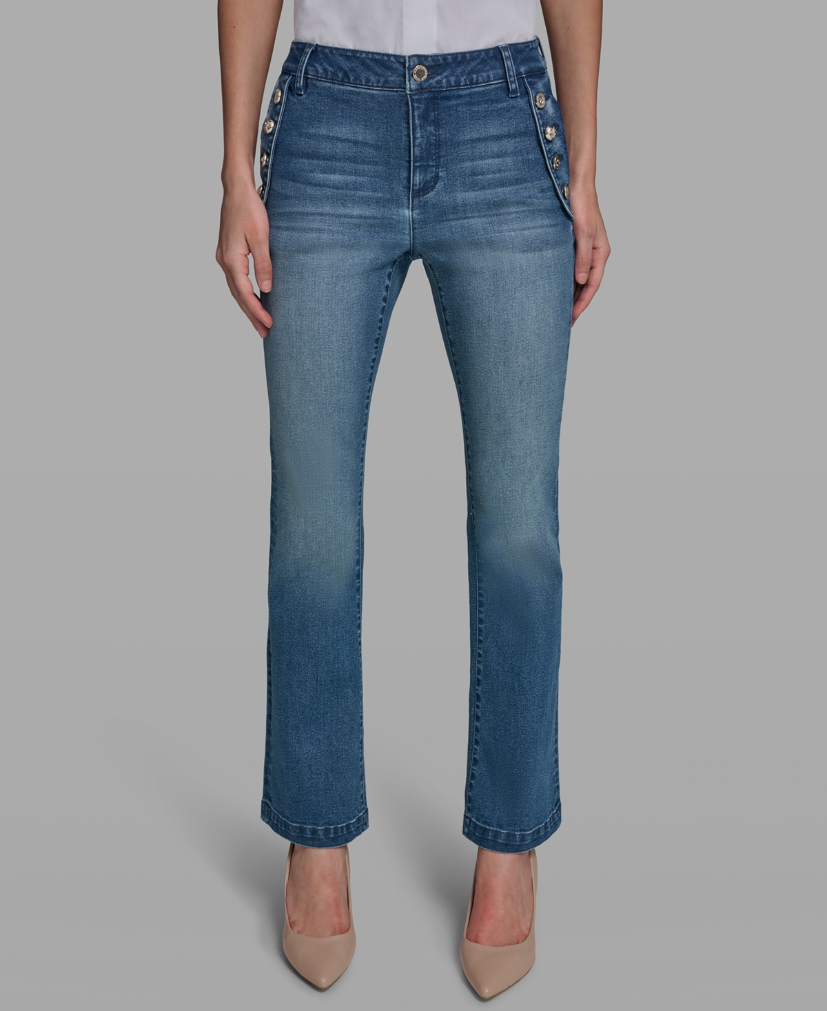 Click here for Karl Lagerfeld Paris Petite Mid Rise Denim Pants -... prices