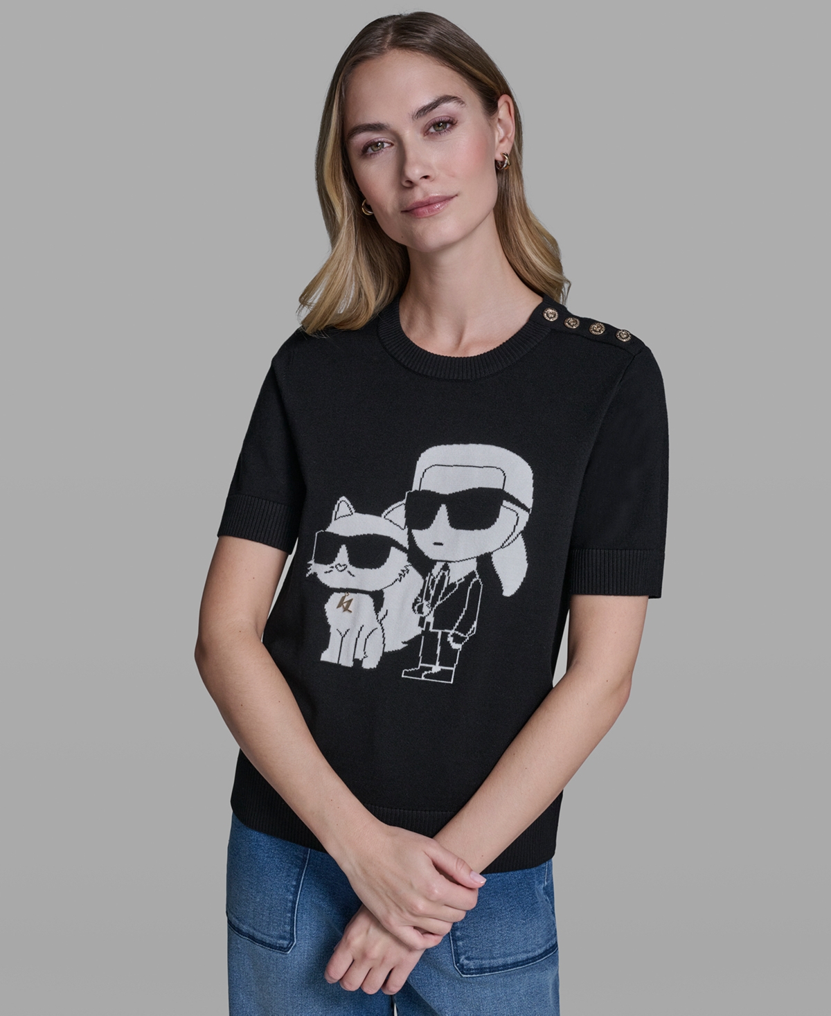 Click here for Karl Lagerfeld Paris Petite Short-Sleeve Sweater -... prices