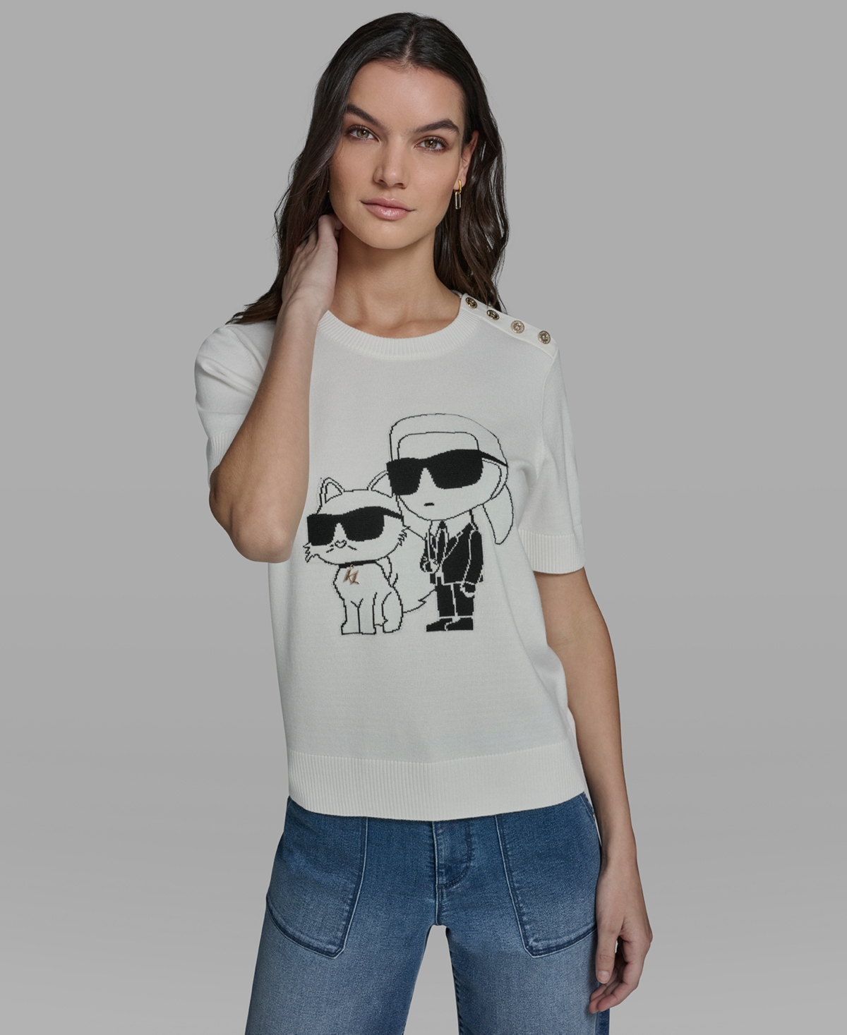 Click here for Karl Lagerfeld Paris Petite Short-Sleeve Sweater -... prices