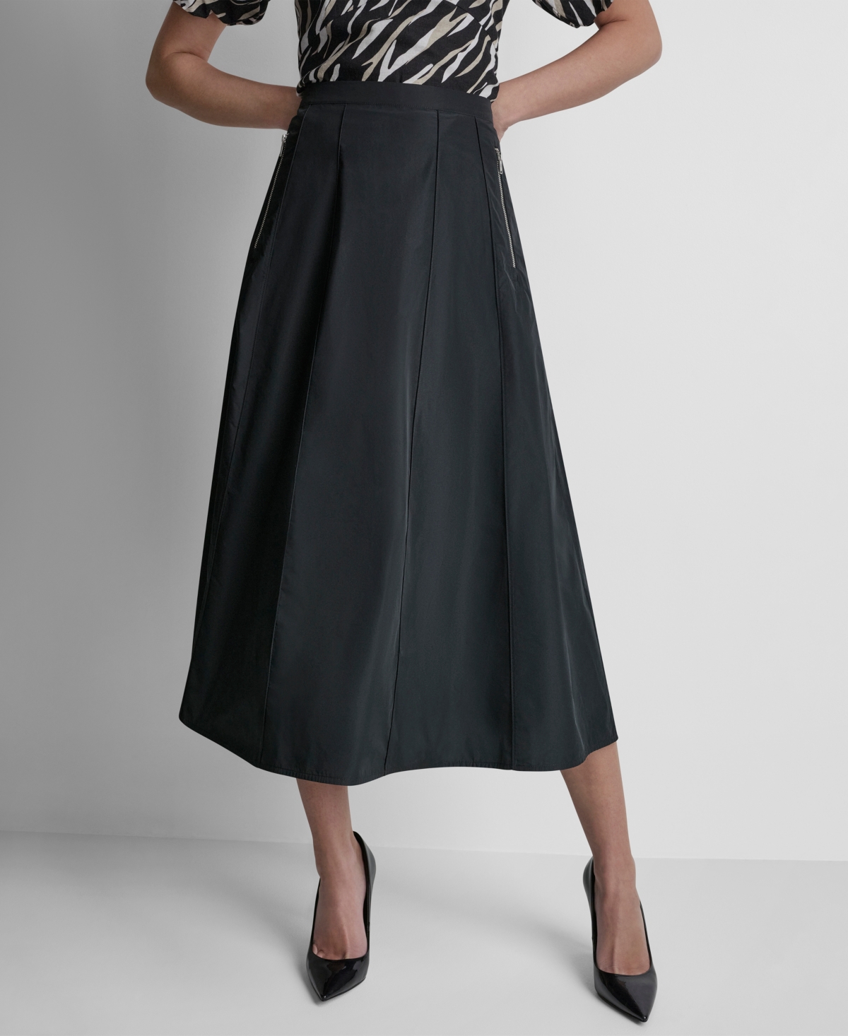 Click here for Dkny Womens Taffeta A-Line Seamed Midi Skirt - Bla... prices