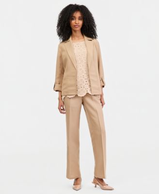Click here for Kasper Open Front Blazer Crocheted Top Pull On Pan... prices