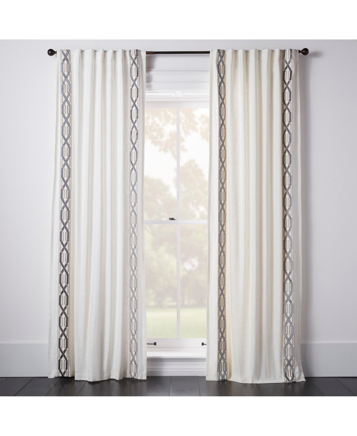 Click here for Z Gallerie Chloe Velvet Geometric Curtains - White prices