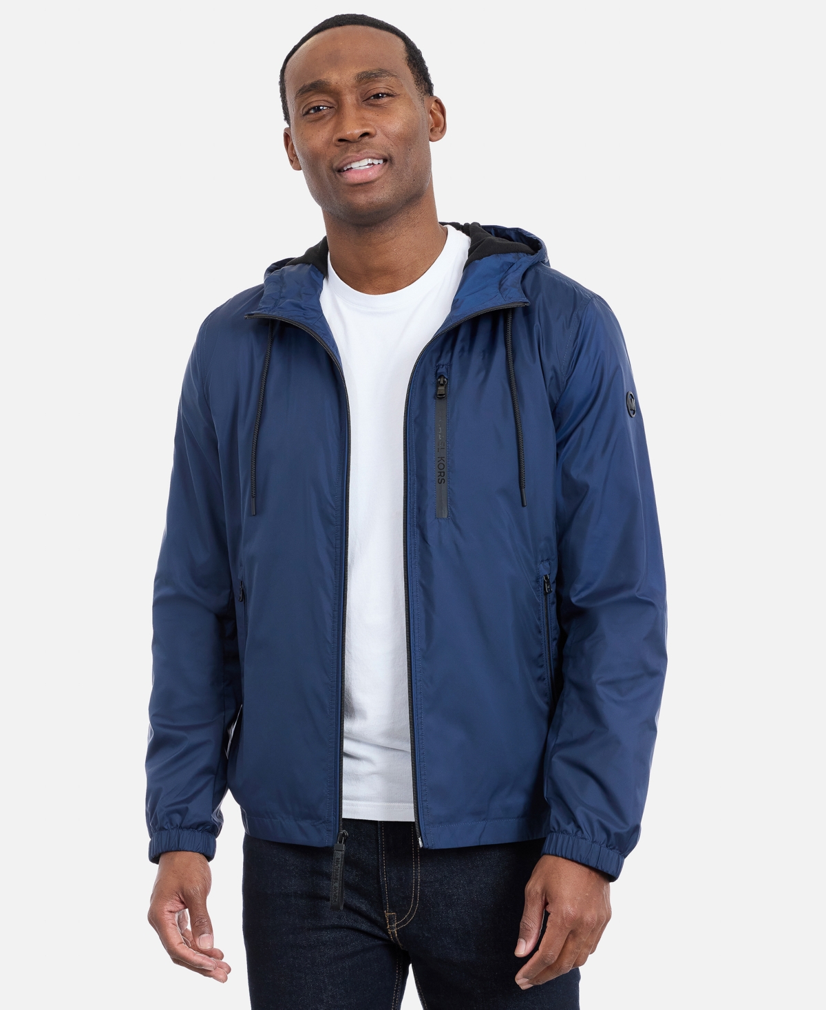 Click here for Michael Kors Mens Hooded Windbreaker Jacket - Midn... prices