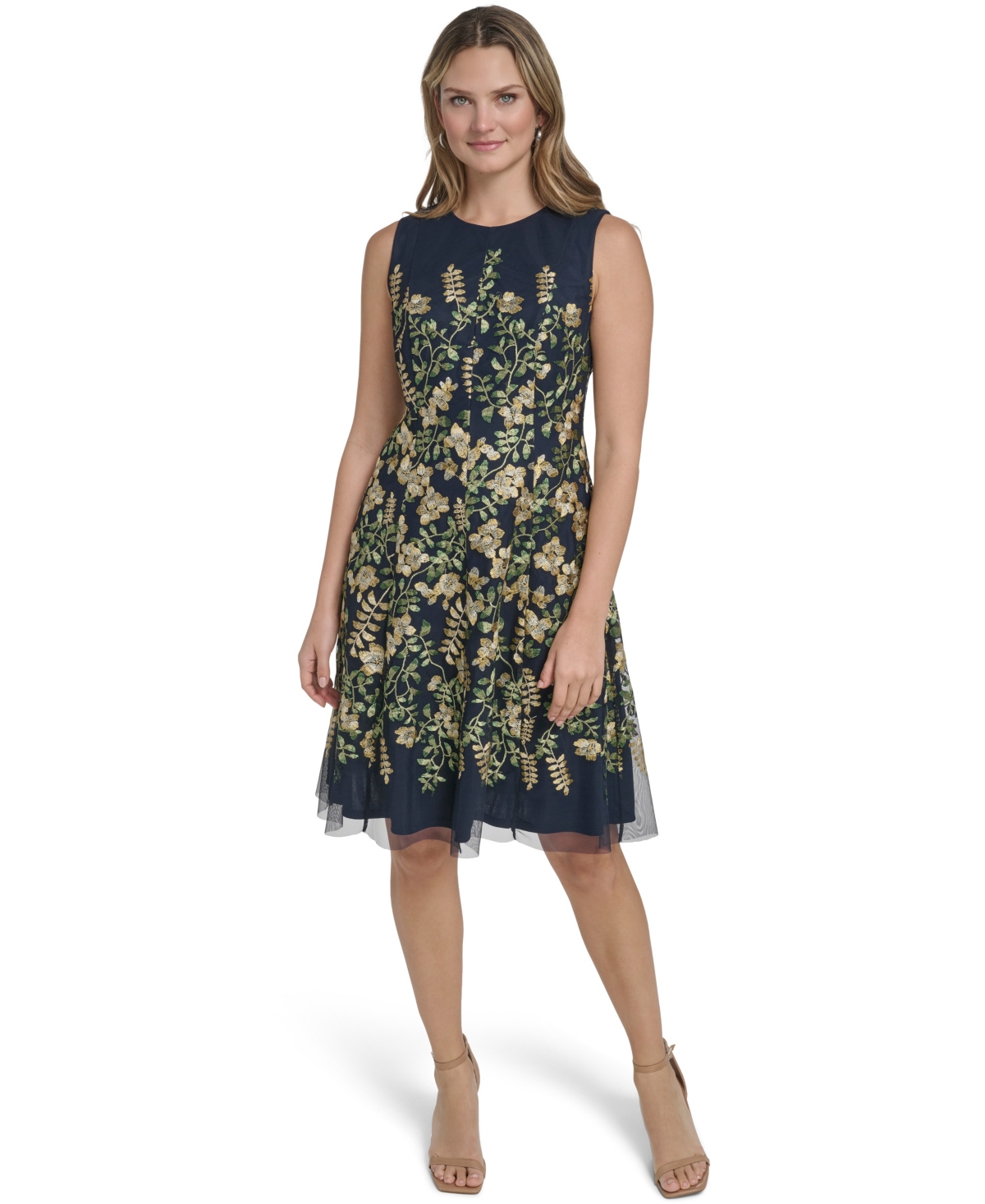 Click here for Jessica Howard Womens Sleeveless Waist Tie Midi Dr... prices